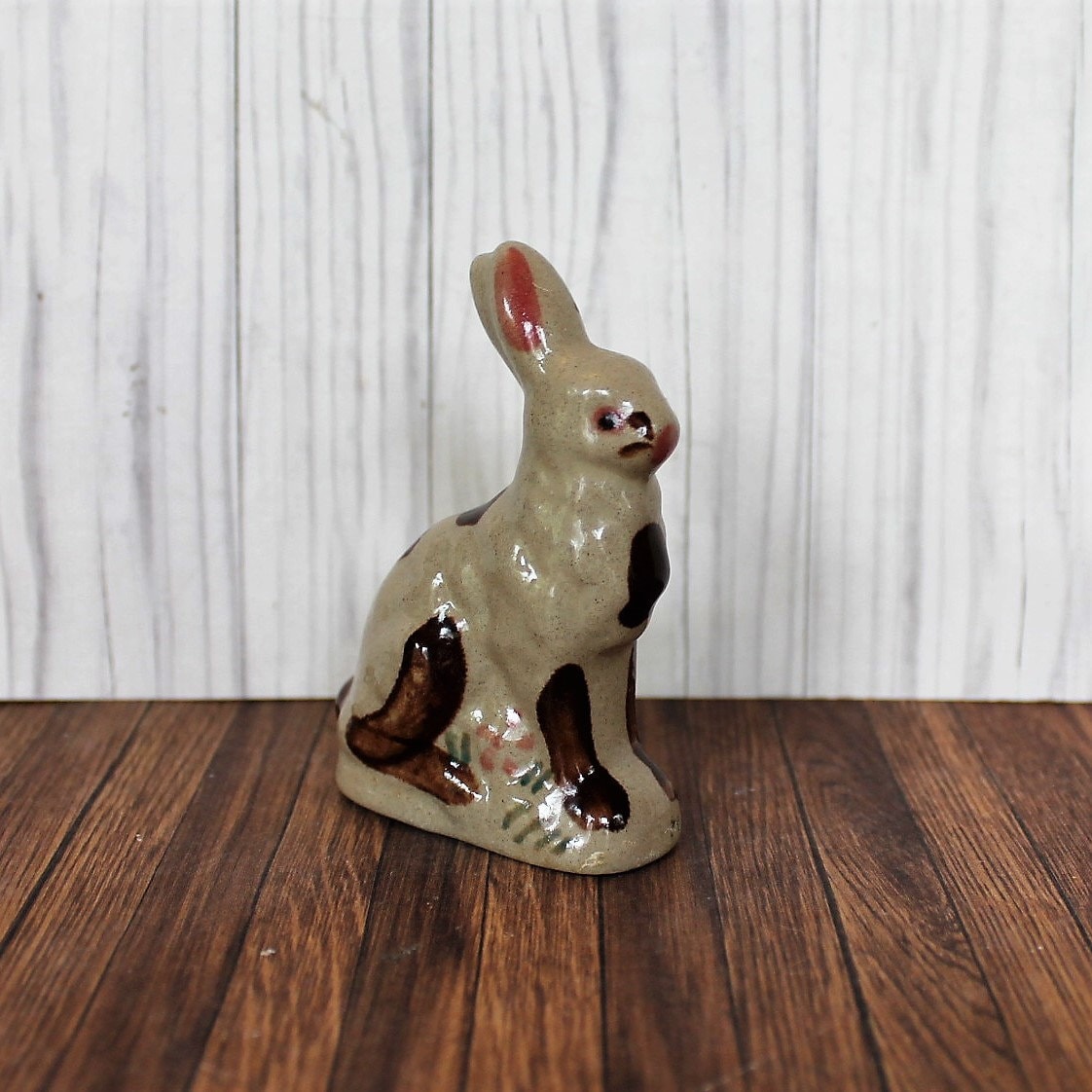 Vintage Beaumont Brothers Pottery Bunny Rabbit Figurine Gray Stoneware ...
