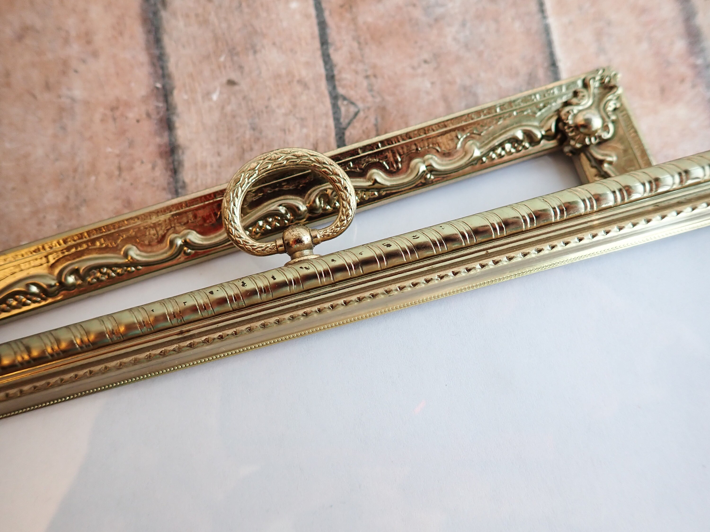 Vintage 8x10 Brass Photo Picture Frame Set of 2 with Scroll and Ribbed ...