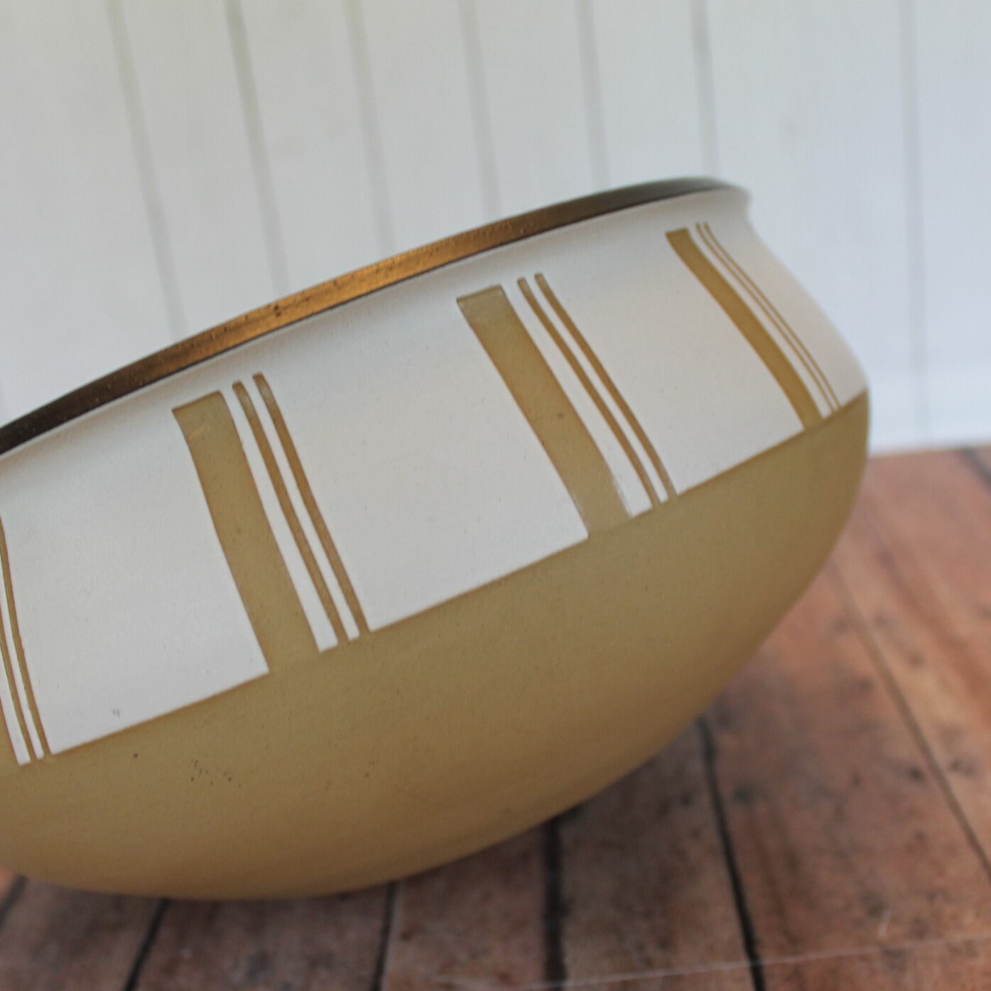 Vintage Denby GOURMET 8 Vegetable Serving Bowl White with Tan Stoneware ...