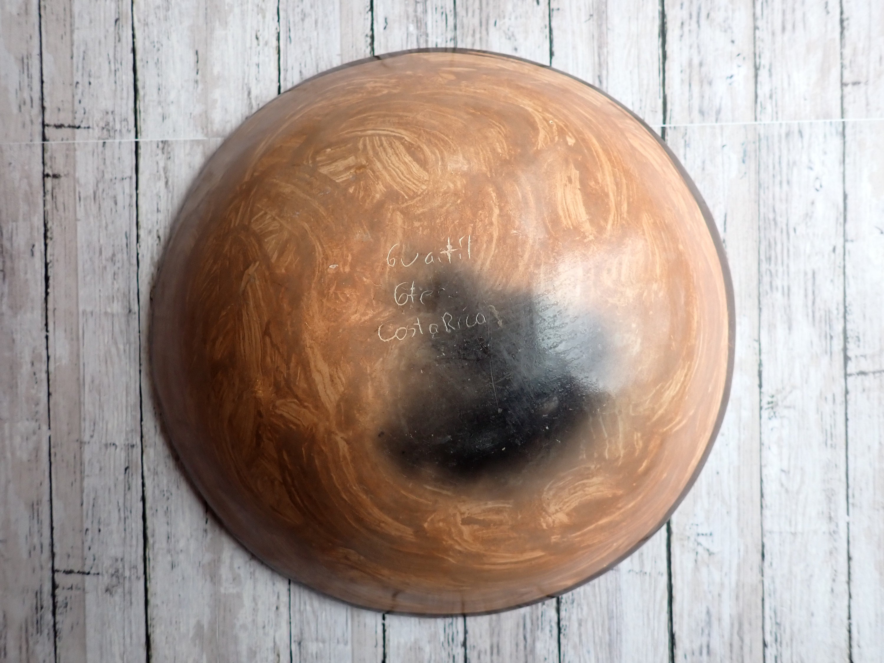 Vintage Costa Rica Clay Pottery Bowl Tan with Red Brown Orange Flower ...