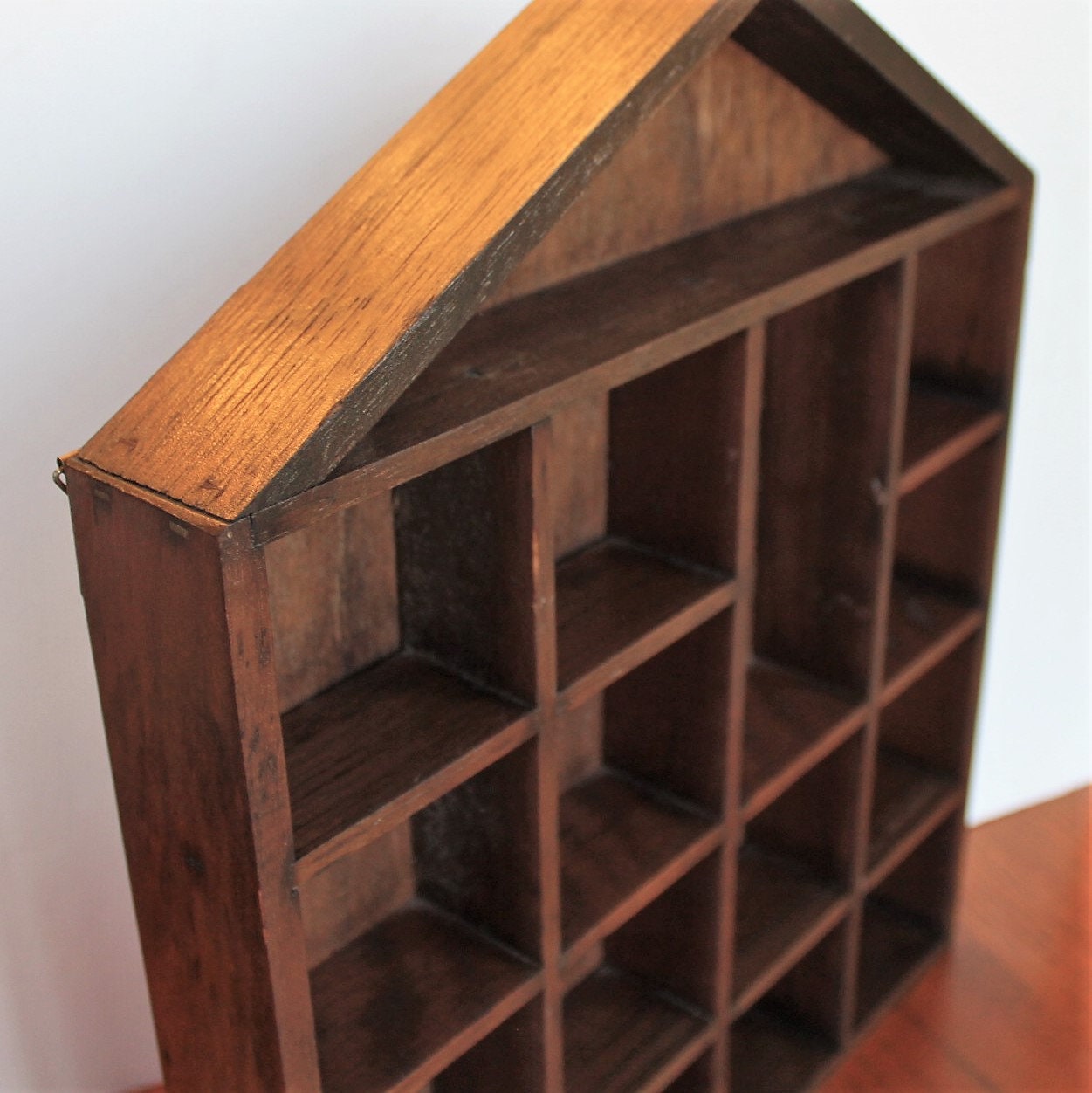 Vintage Wood House Shape Display Shelf for Small Miniatures Trinkets ...