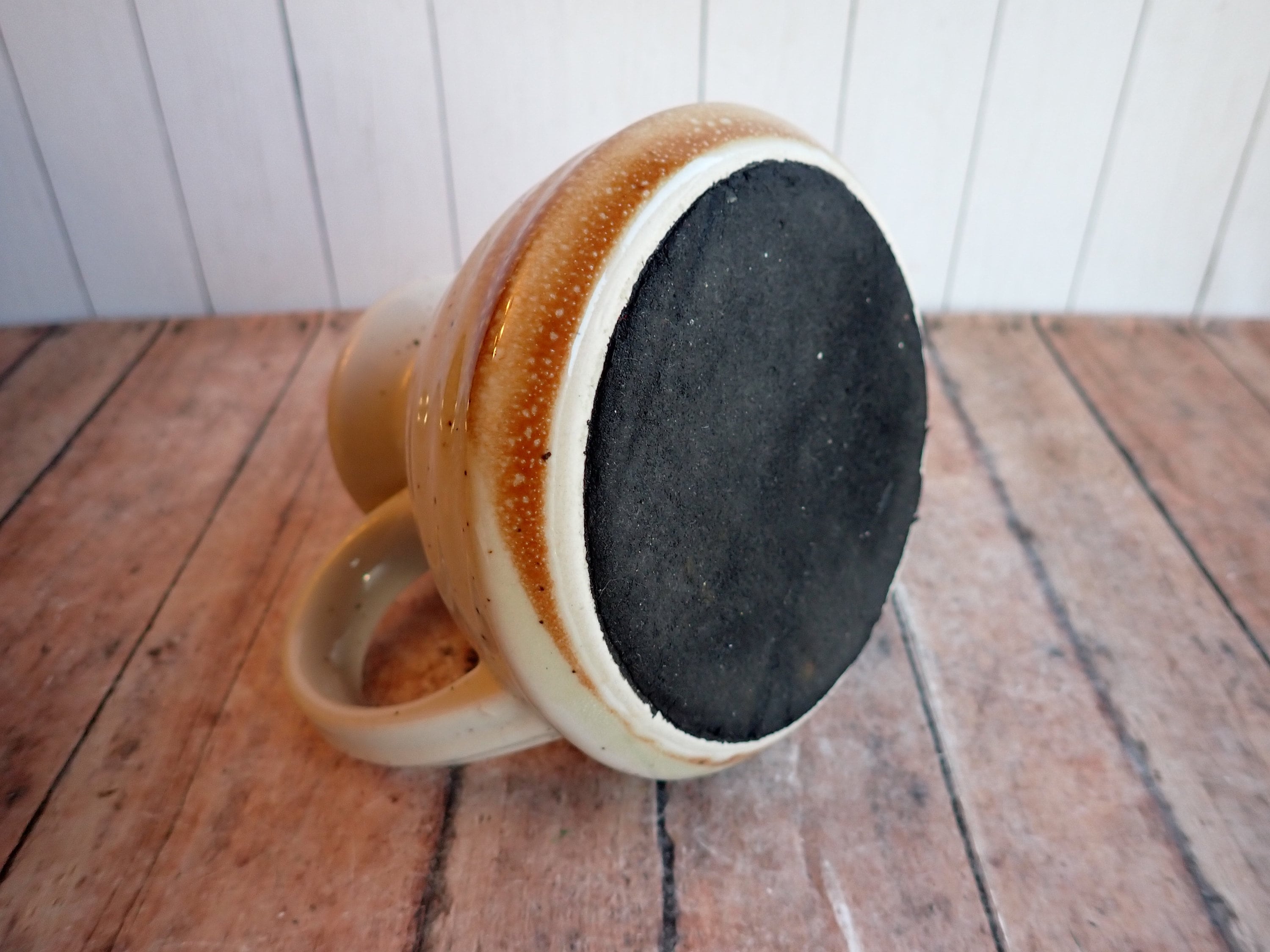 Vintage Wide Base No Spill Ceramic Stoneware Travel Mugs Spill Proof ...