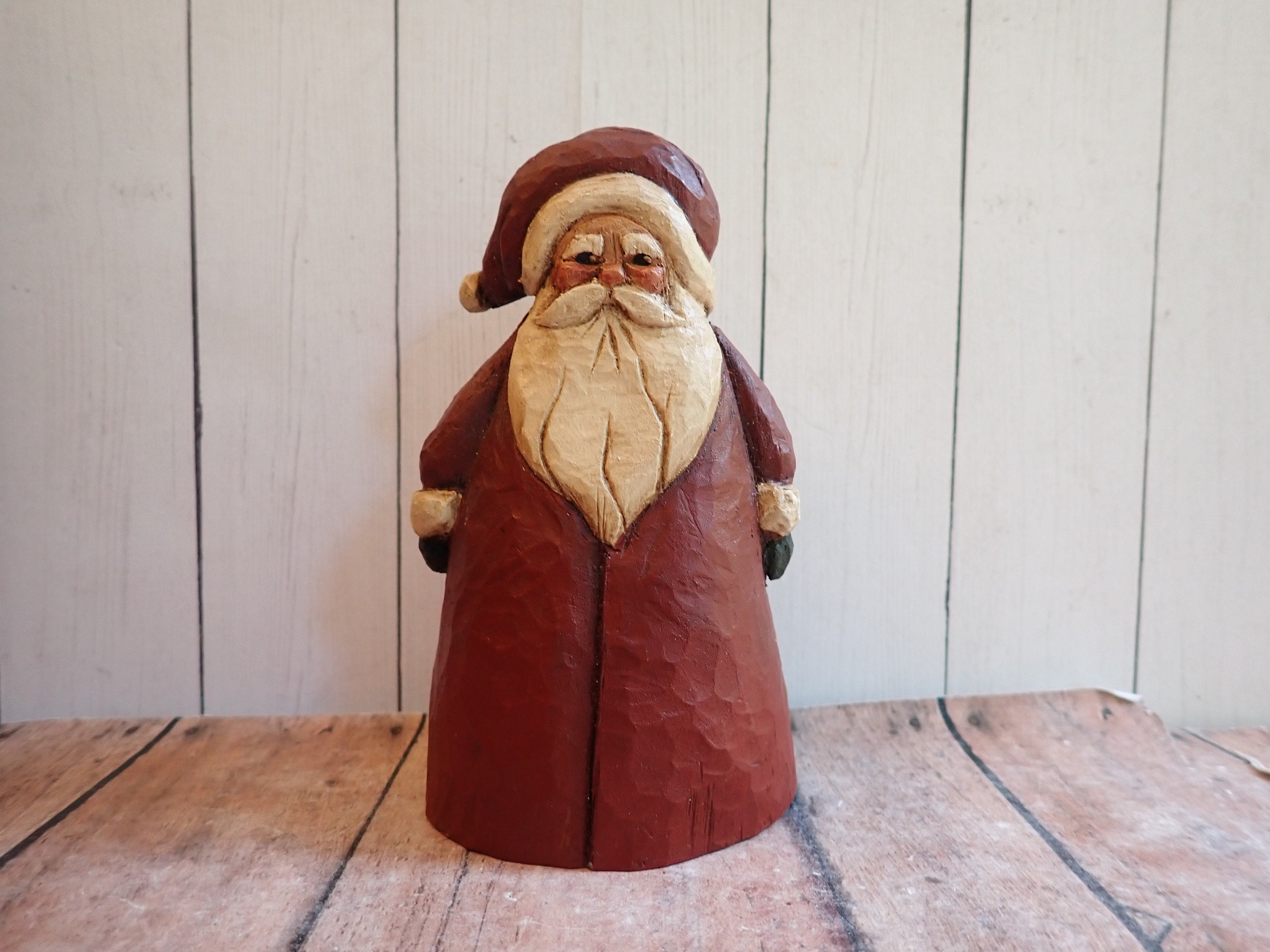 Vintage Wood Carved Santa Claus Figurine by Beth Gloege Wooden Folk Art ...