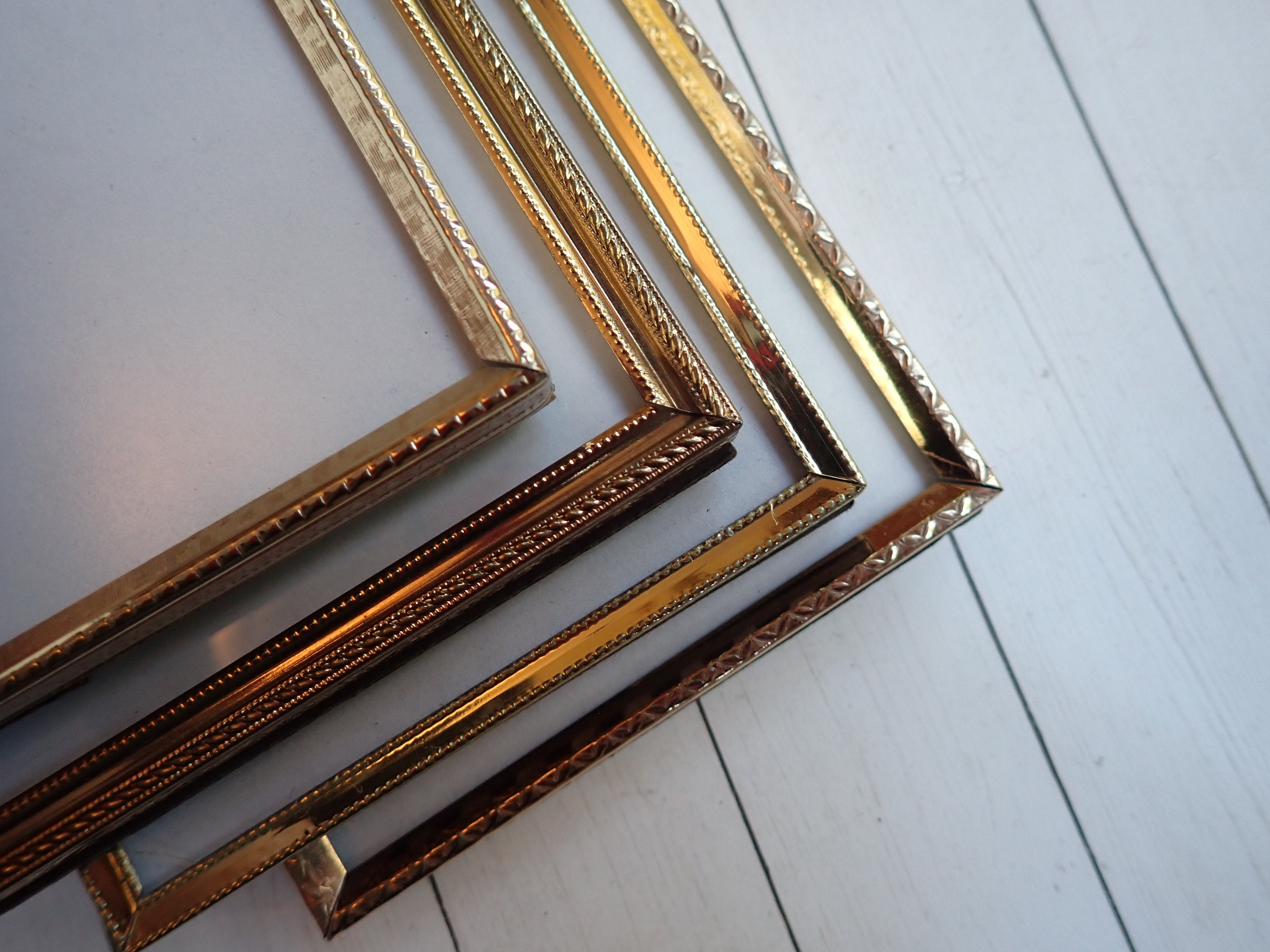 Vintage 4x5 Metal Gold Brass Colored Photo Picture Frame Set of 4 ...