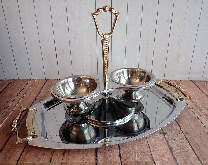 Vintage KROMEX Serving Set of 6 Pieces Round Platter Serving Trays ...