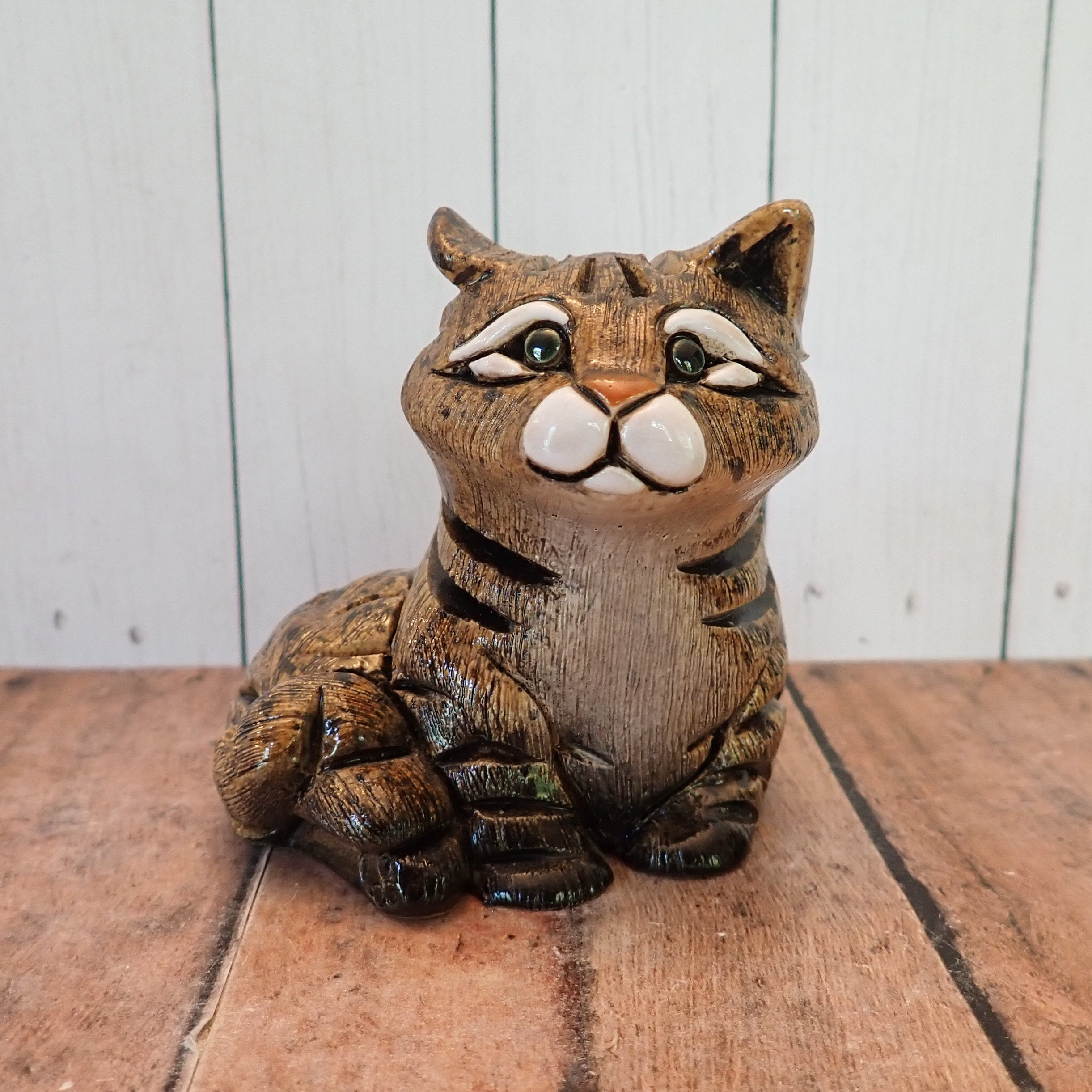 Vintage Artesania Rinconada Stoneware Tabby Cat Figurine #153 Made in ...
