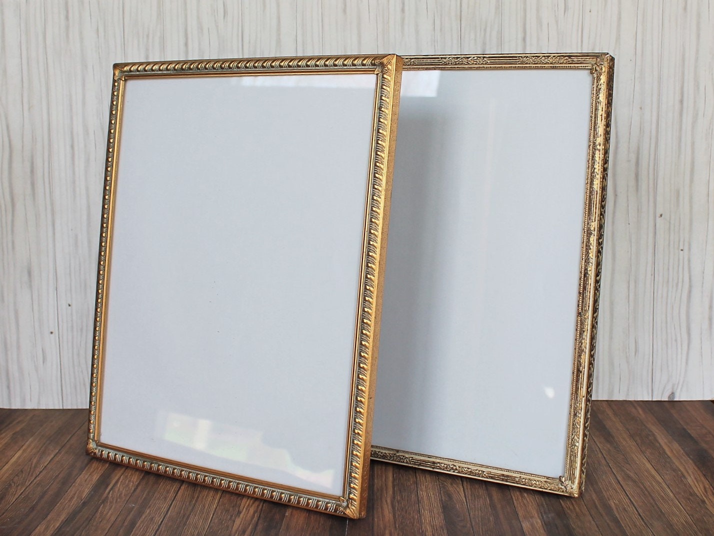 Vintage 8x10 Brass Photo Picture Frame Set of 2 with White Enamel ...