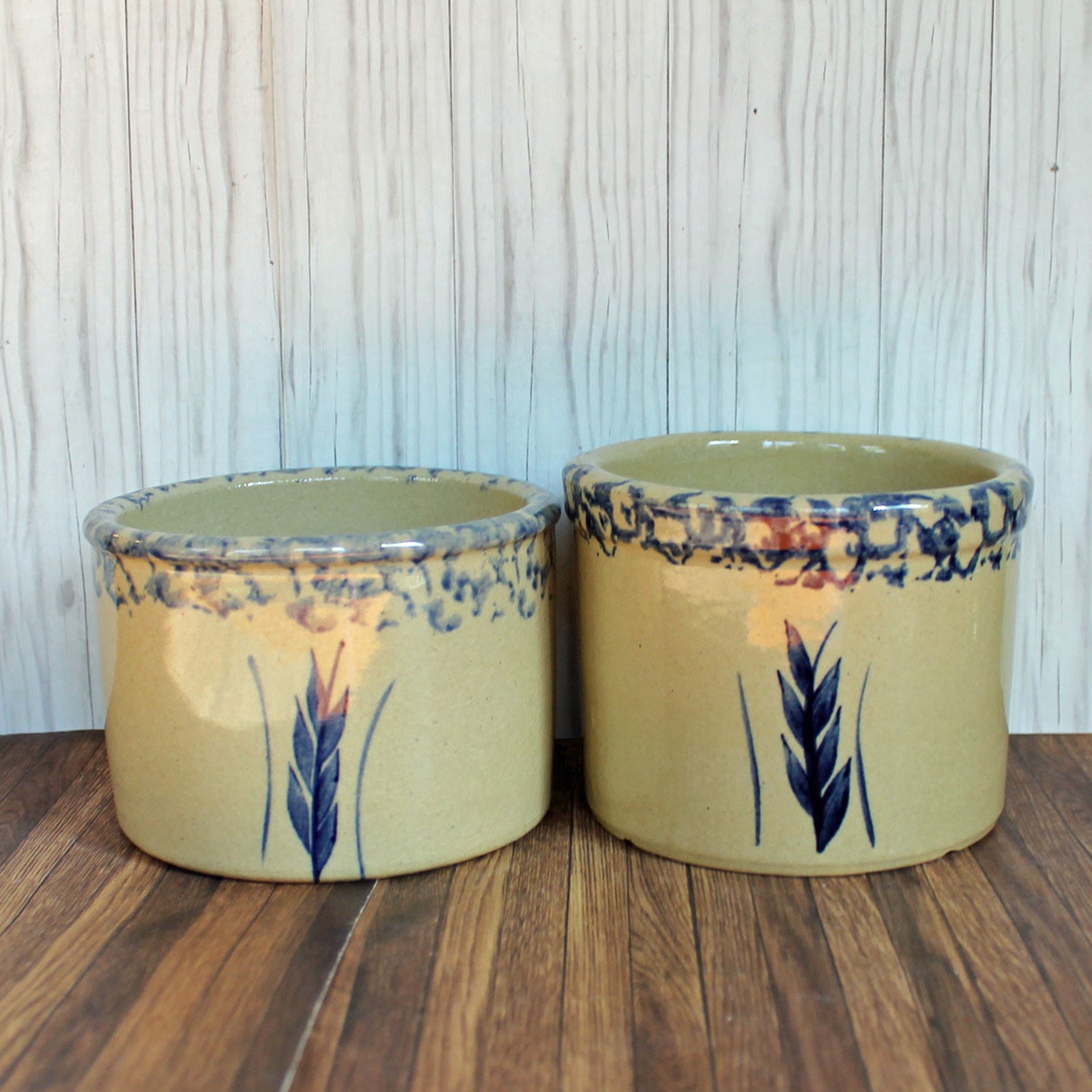 Vintage Robinson Ransbottom Pottery RRPCO Stoneware Crock Set of 2 Low ...