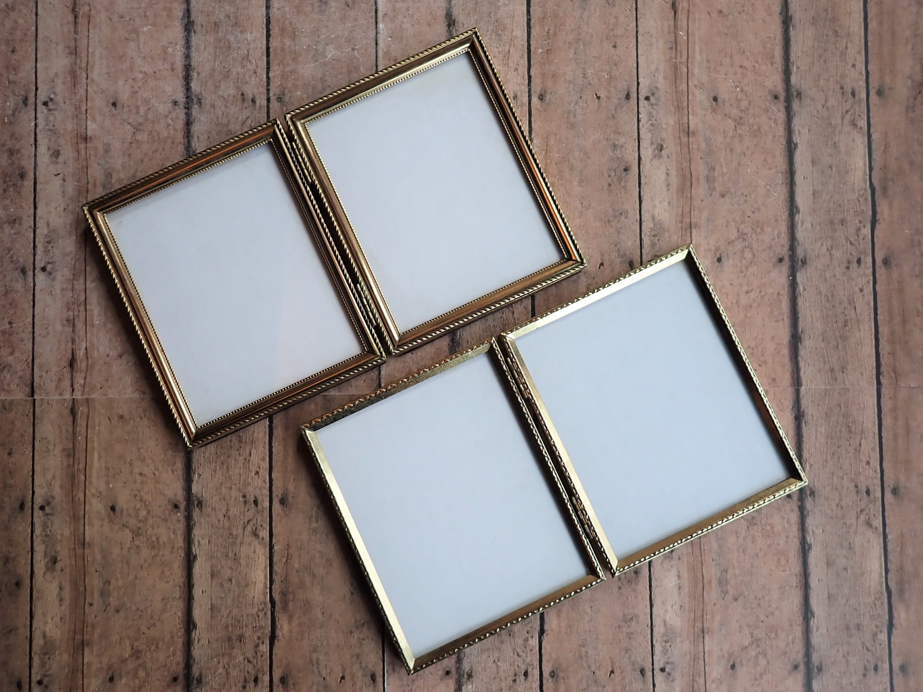 Vintage 4x5 Double Hinged Metal Gold Brass Photo Picture Frame Set of 2 ...