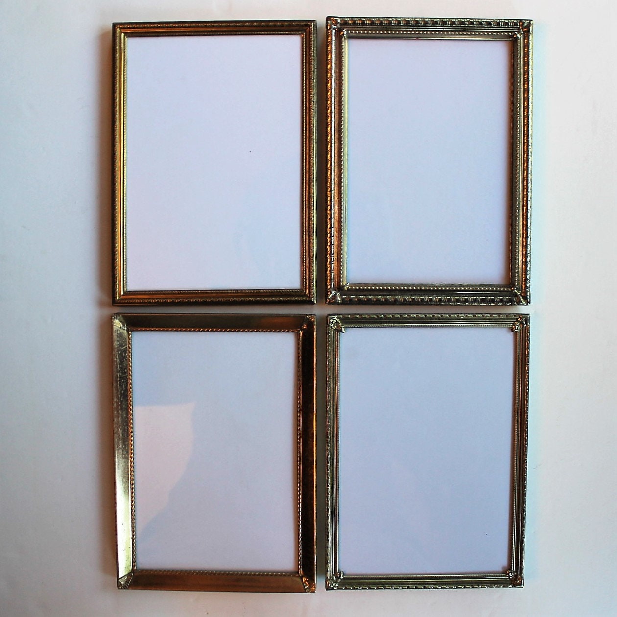 Vintage 5x7 Metal Gold Brass Colored Photo Picture Frame Set of 4 Wide ...