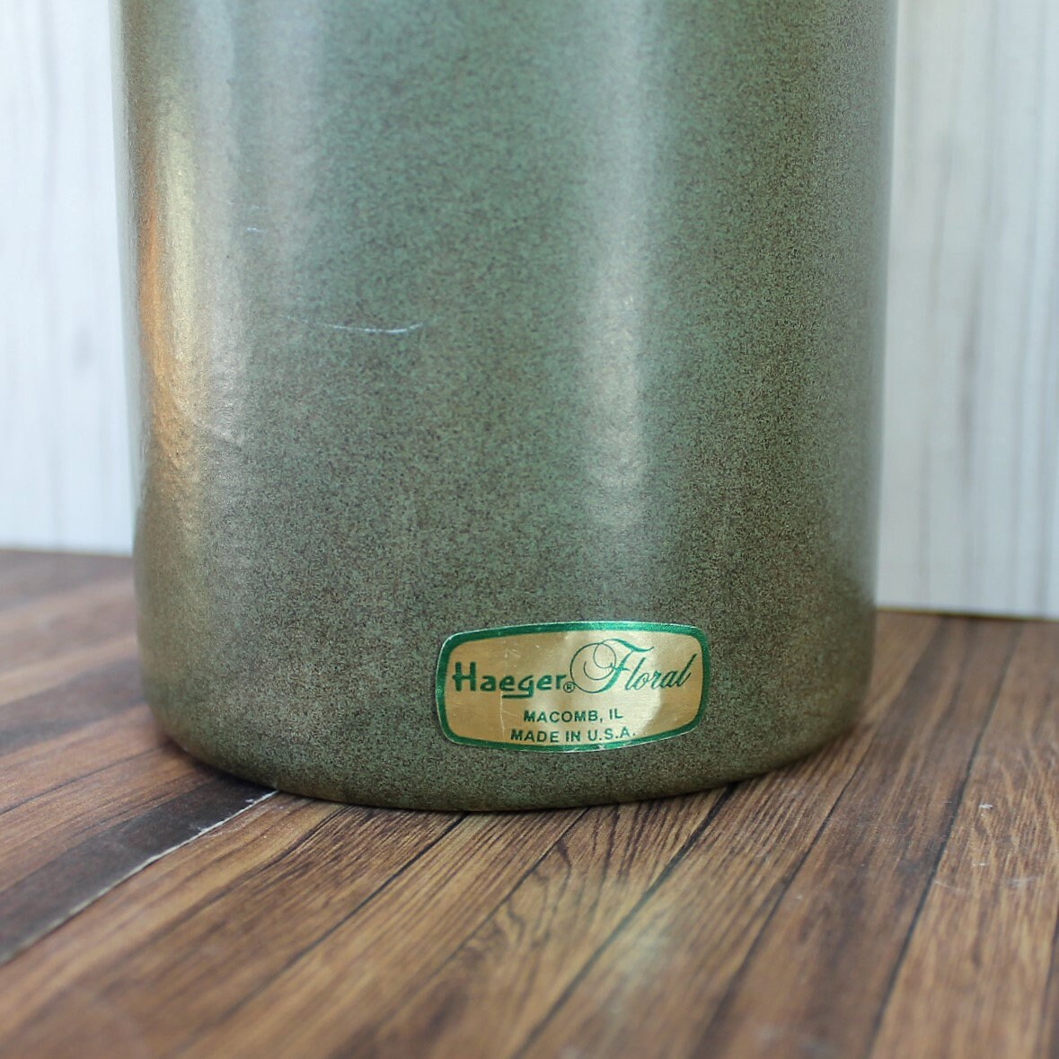 Vintage Haeger Pottery Green Stoneware Vase Tall Cyindrical Mid Century ...