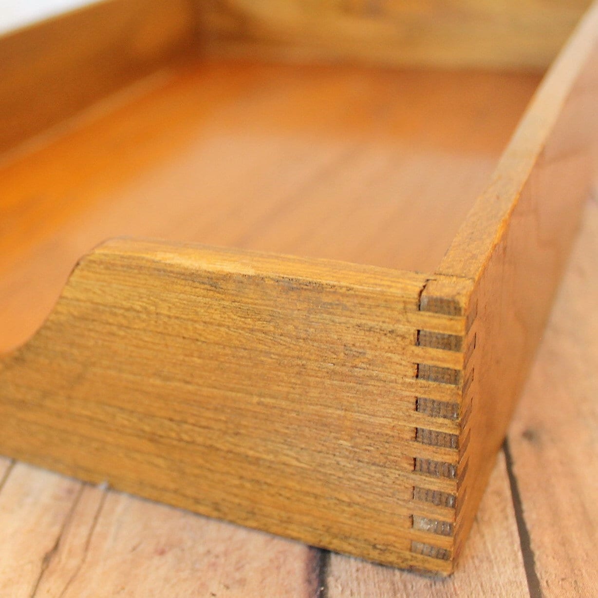 Vintage Wooden Paper Tray Desk Office Storage Wood Organizer Decor