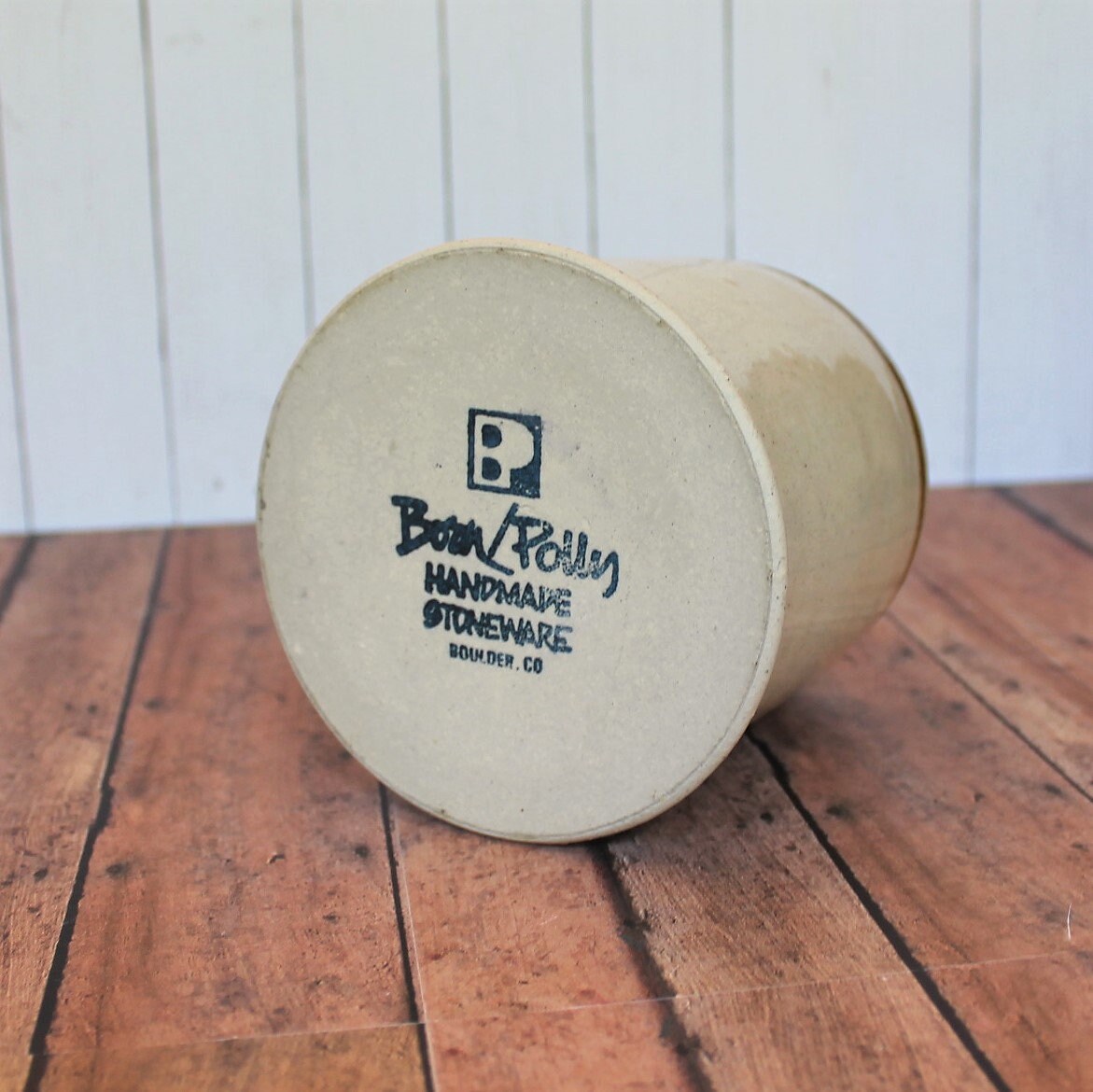 Vintage Born Polly Stoneware Planter Vase Crock Gray with Brown Flower ...