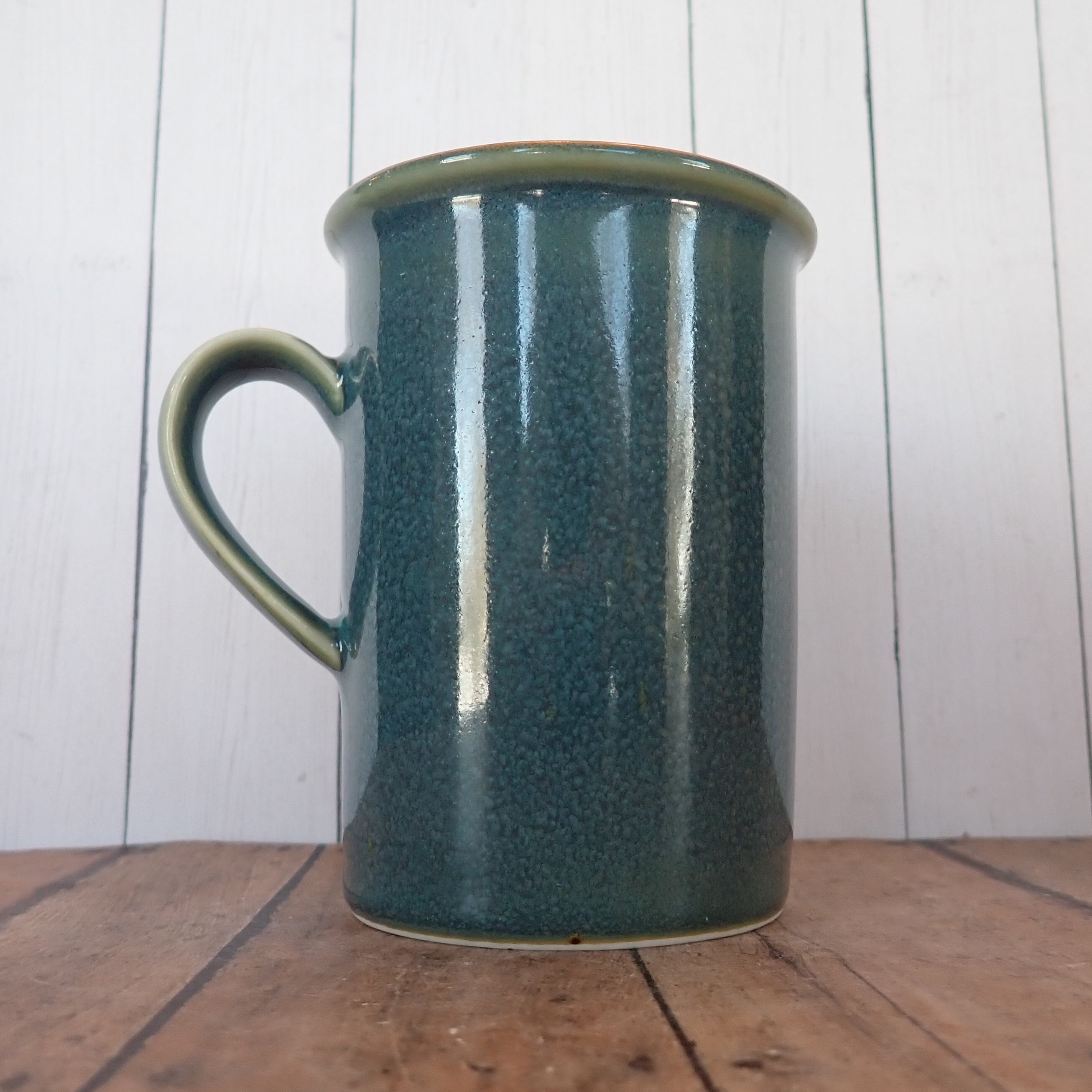 Vintage Dansk TEAL Blue Stoneware Mug Coffee Cup Blue with Speckled ...