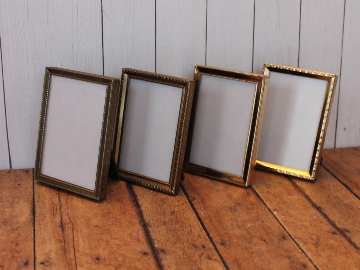 Vintage 2x3 Metal Gold Brass Colored Photo Picture Frame Set of 4 ...