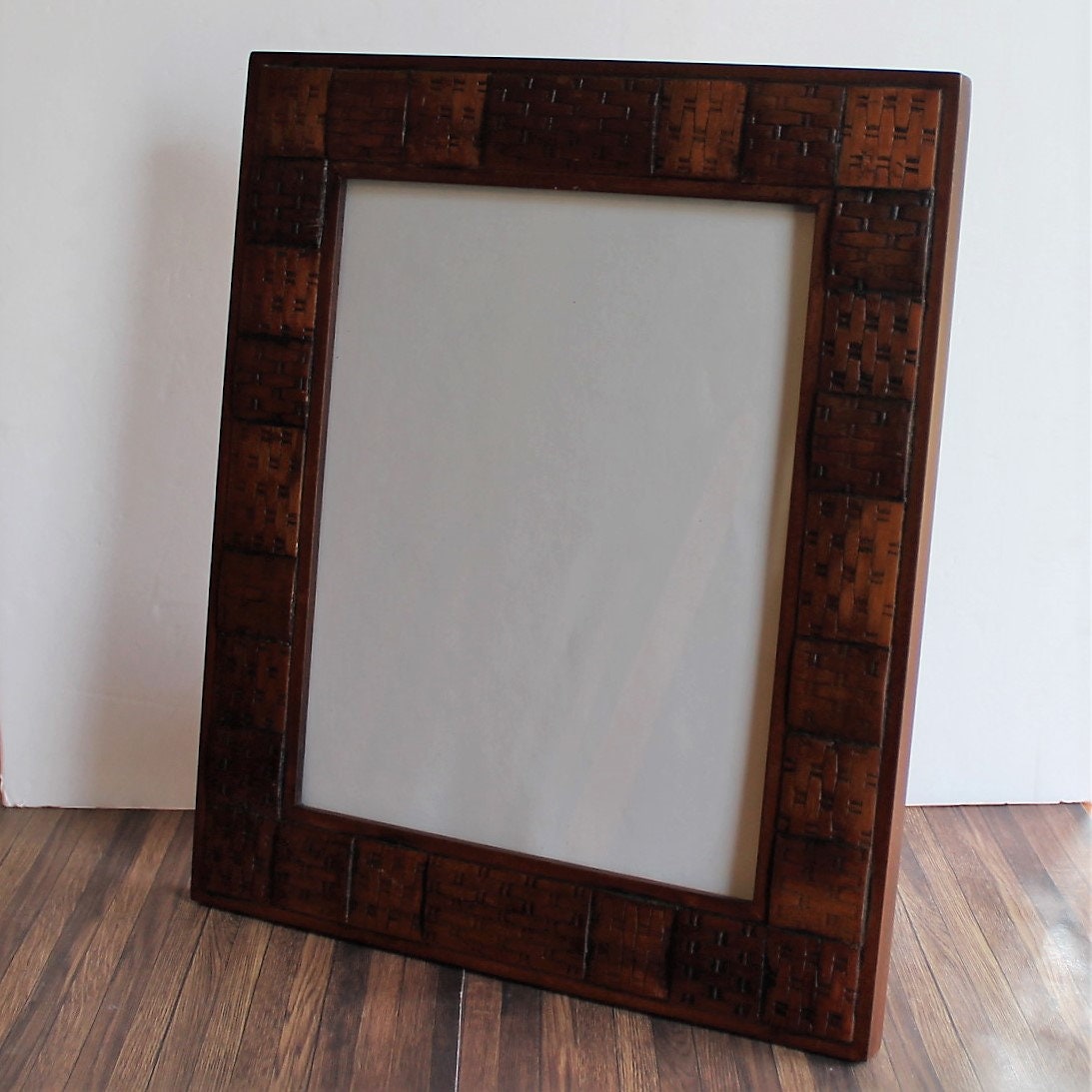 Vintage RARE WOODS 8X10 Picture Photo Frame Brown Woven Wood Design ...