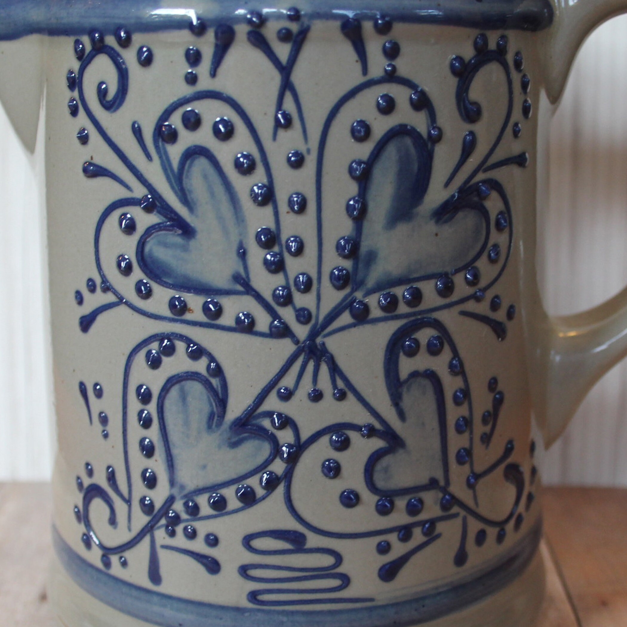 Vintage Beaumont Brothers Pottery BBP Stoneware Pitcher Gray and Blue ...