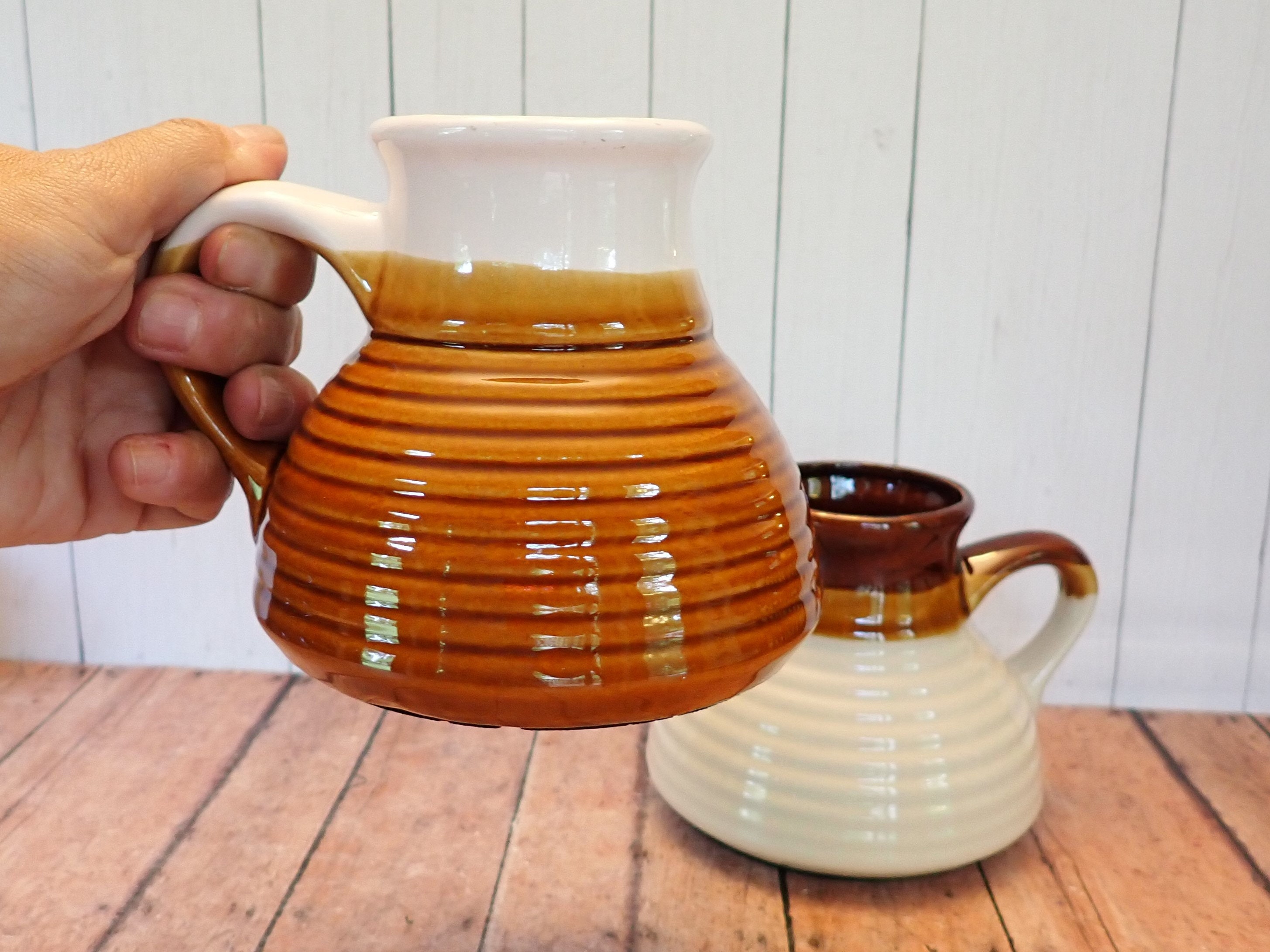 Vintage Wide Base No Spill Ceramic Stoneware Travel Mugs Set of 2 Spill ...