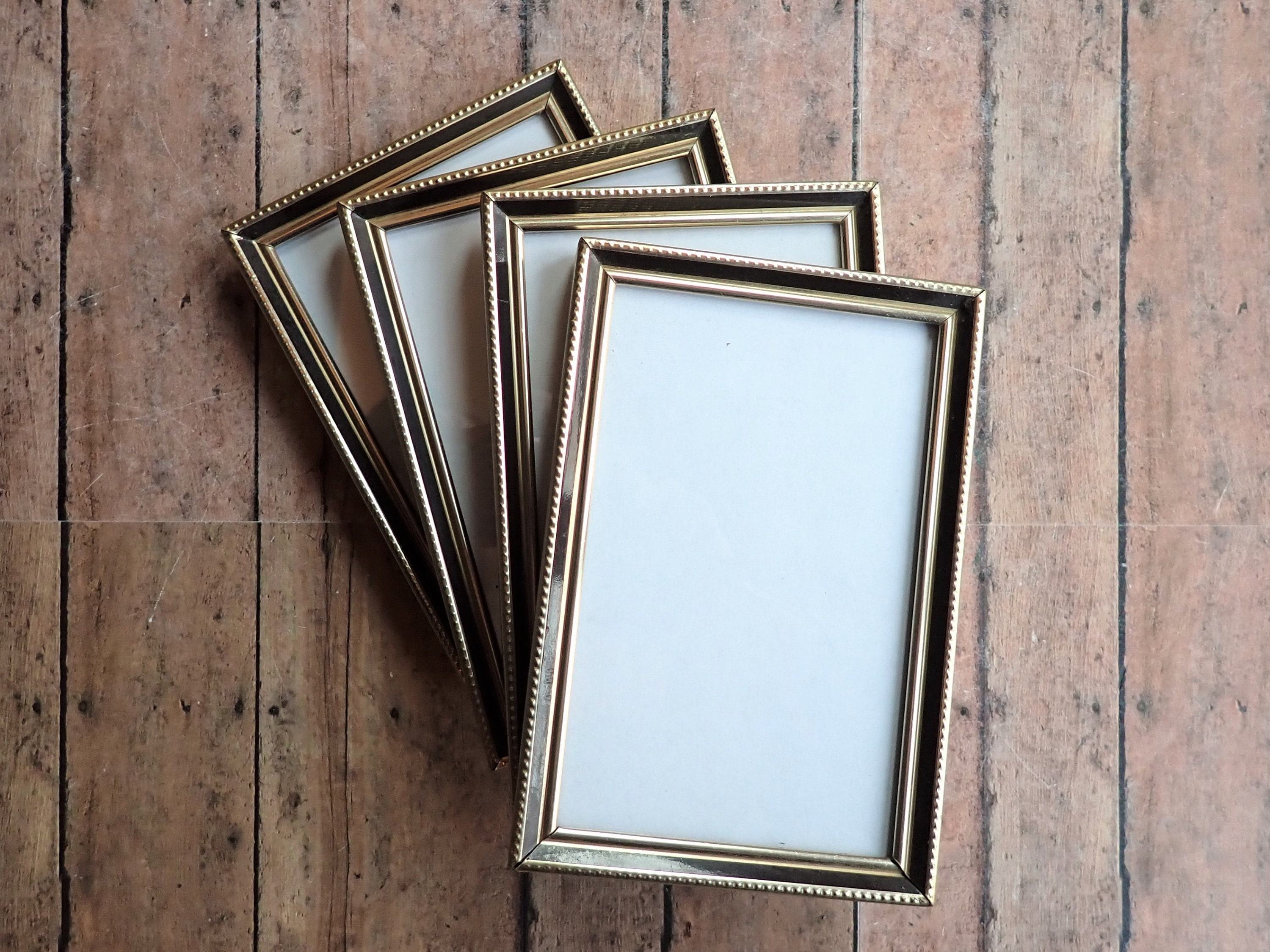 Vintage 4x6 Metal Gold Brass Colored Photo Picture Frame Set of 4 ...