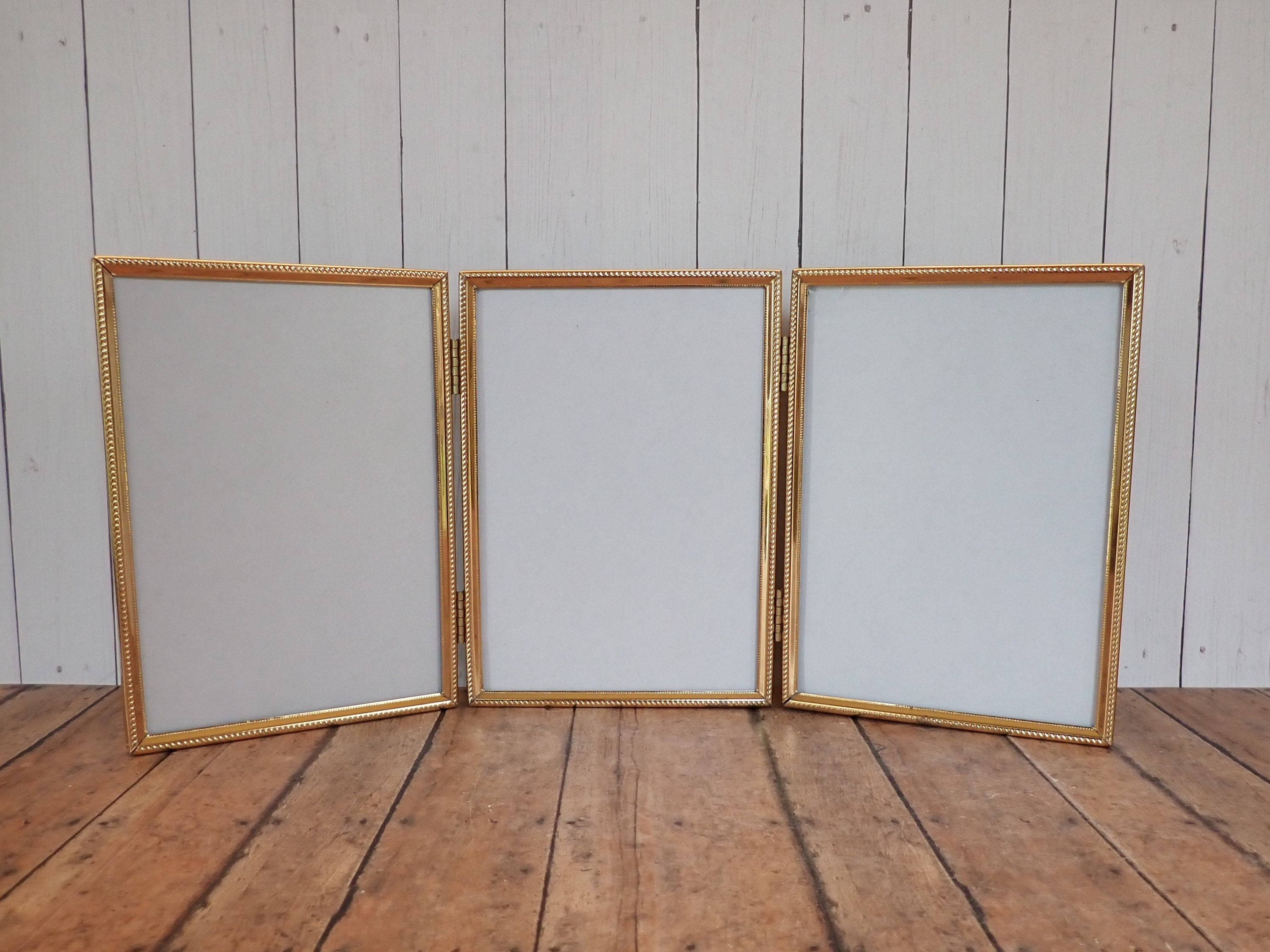 Vintage Brass Bronze Metal Triple Hinged 5x7 Three Part Photo Picture ...