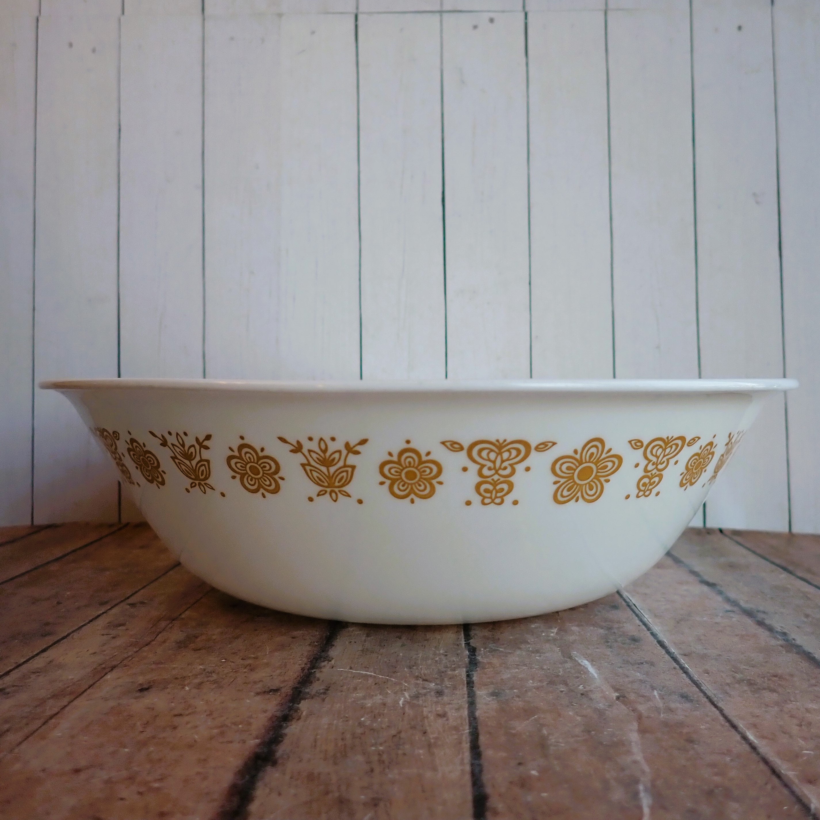 Vintage Corning Corelle Butterfly Gold 10 Vegetable Serving Bowl White ...