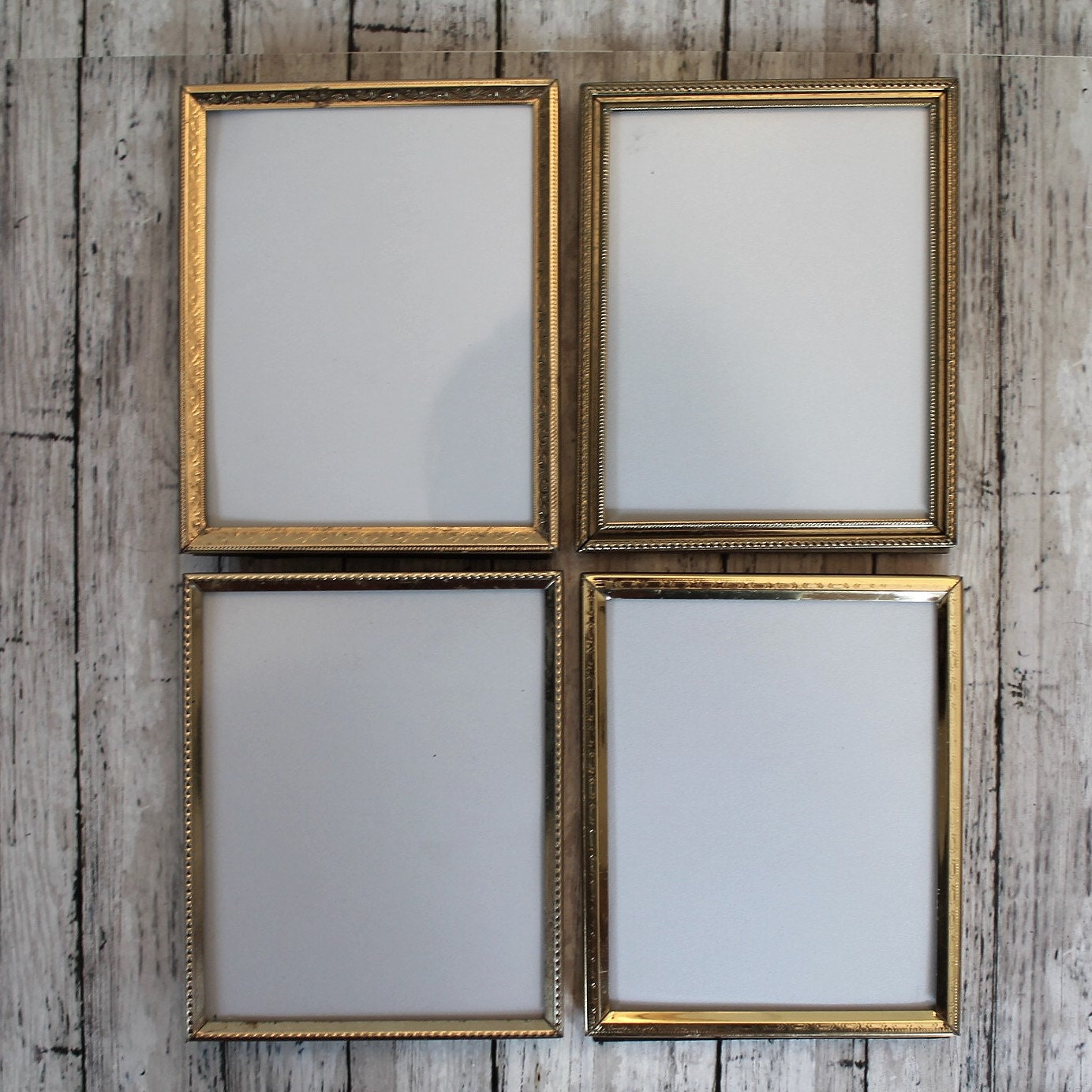 Vintage 4x5 Metal Gold Brass Colored Photo Picture Frame Set of 4 ...
