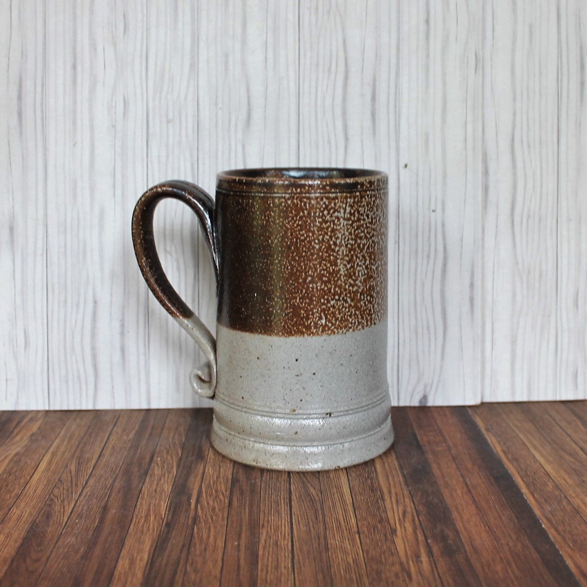 Vintage Rowe Pottery Works Stoneware Mug or Stein Gray and Brown ...