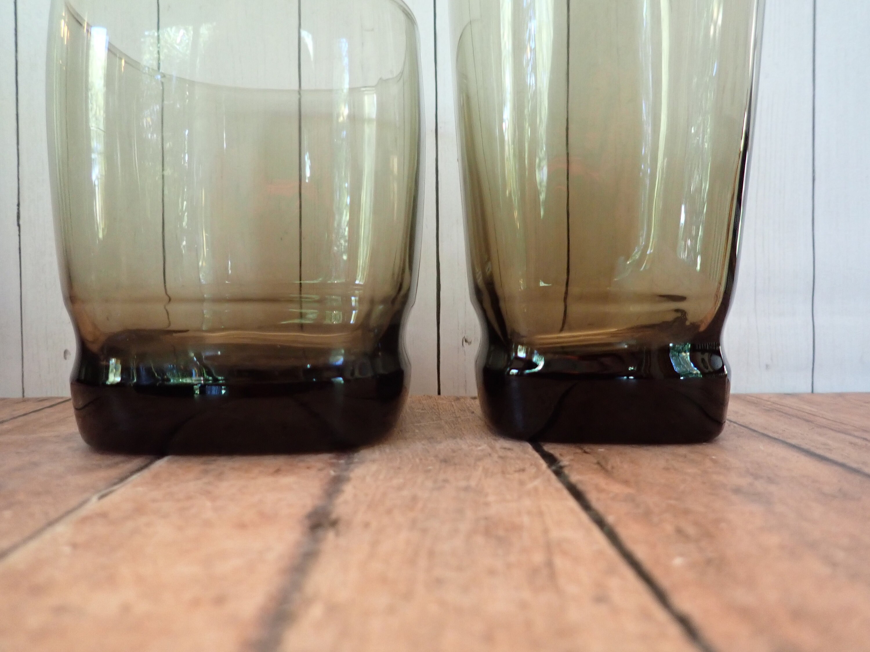 RESERVED Vintage Libbey Glass CARRINGTON SMOKE Smoky Brown Tumbler ...