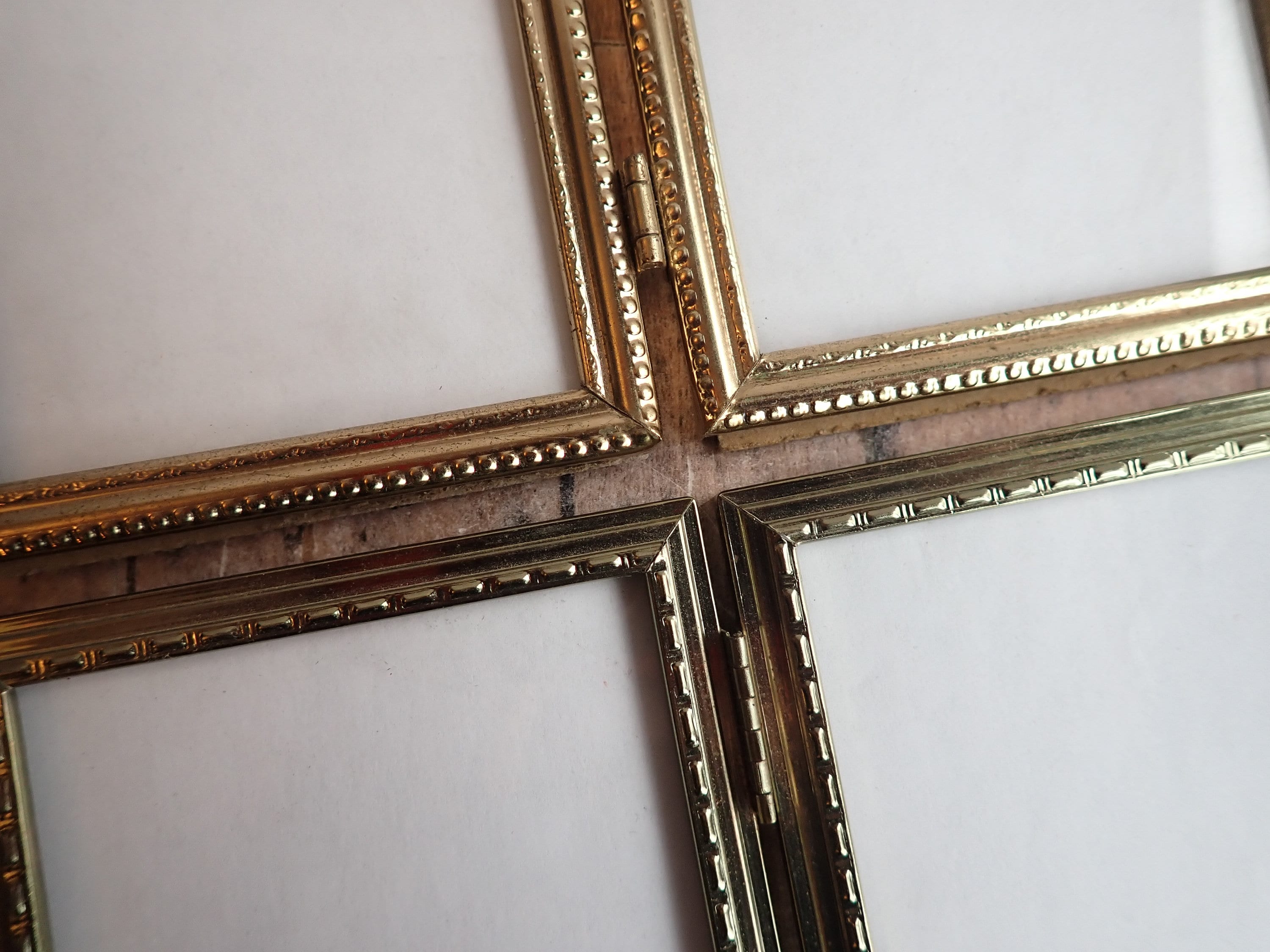 Vintage 3x4 Double Hinged Metal Gold Brass Photo Picture Frame Set of 2 ...