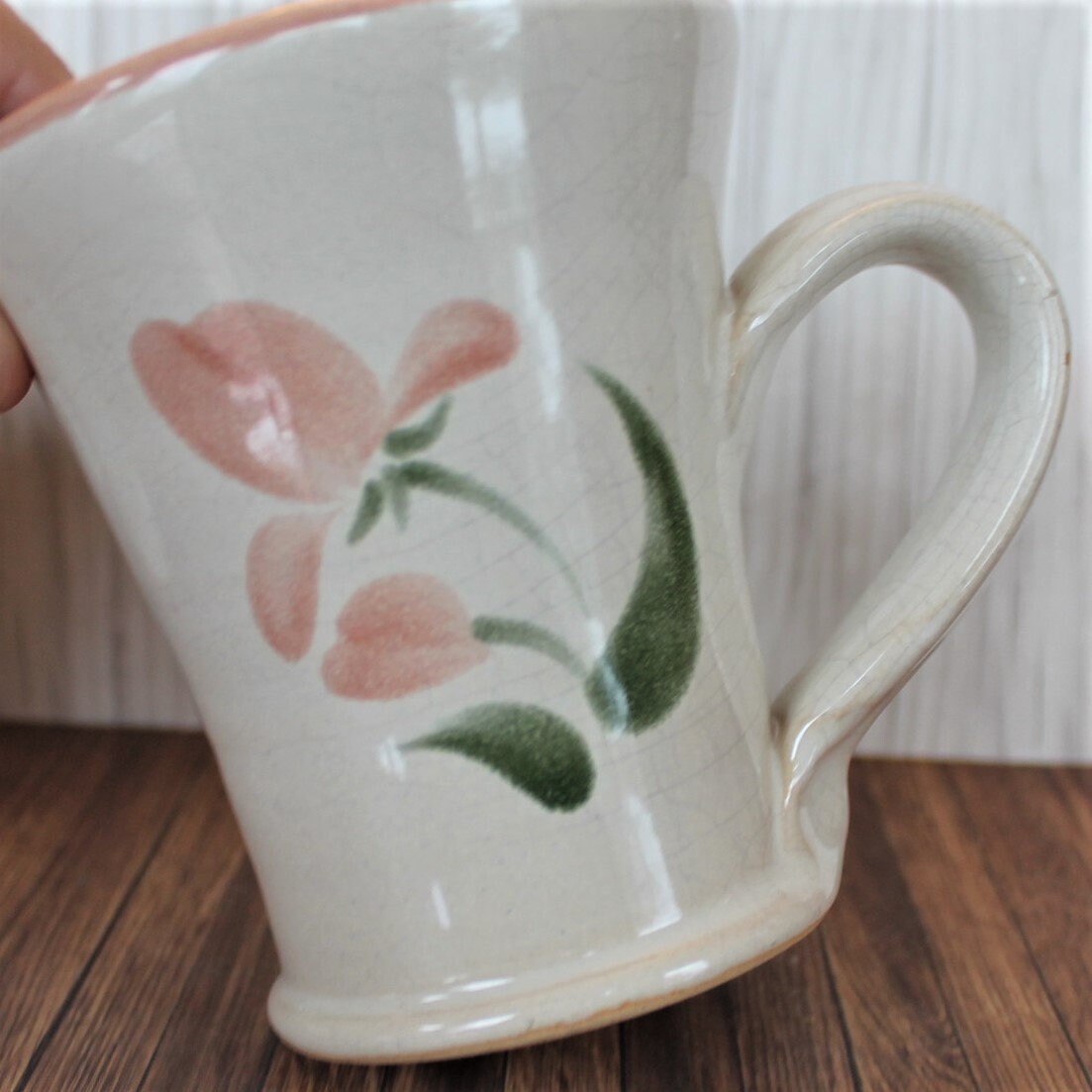 Vintage Rowe Pottery Ceramic Mug Set of 2 Matching White with Pink ...