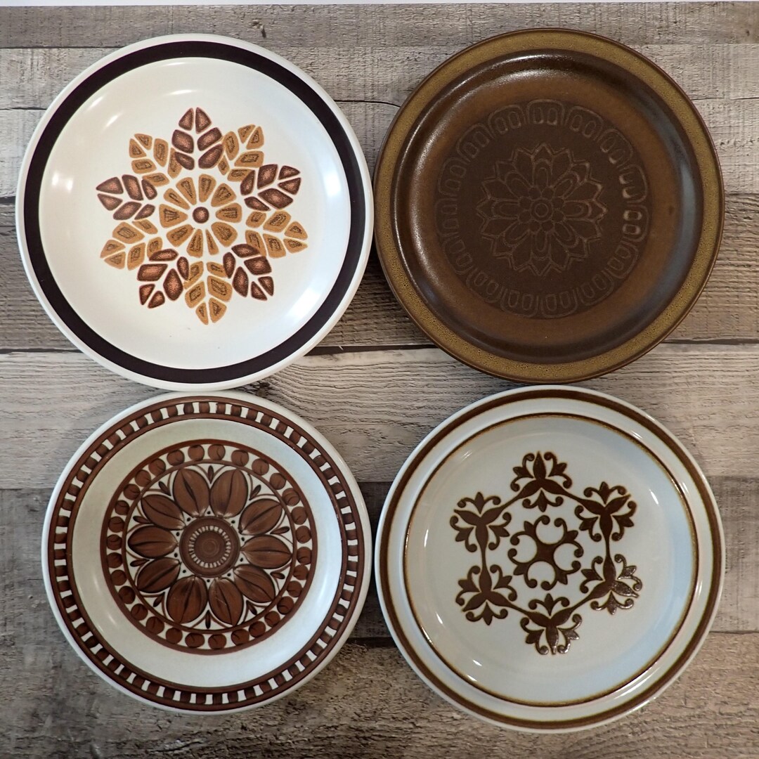 Vintage Mismatched Stoneware Salad Plate Set of 4 Mix and Match Plates ...