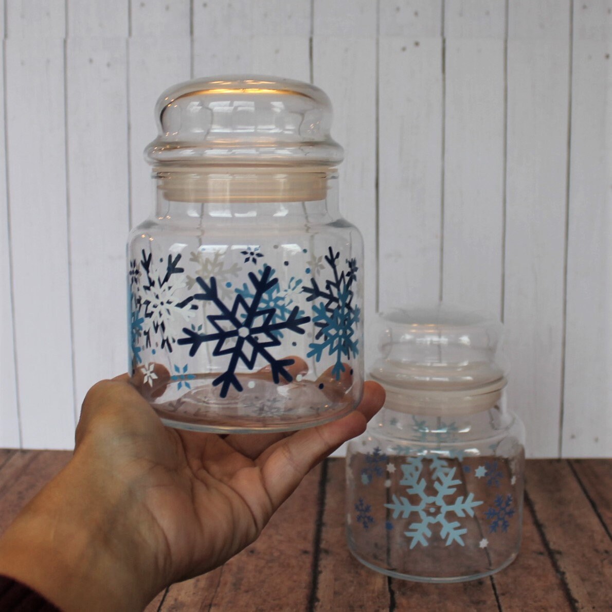 Vintage Libbey Glass Christmas Candy Canister Apothecary Jar with Lid ...
