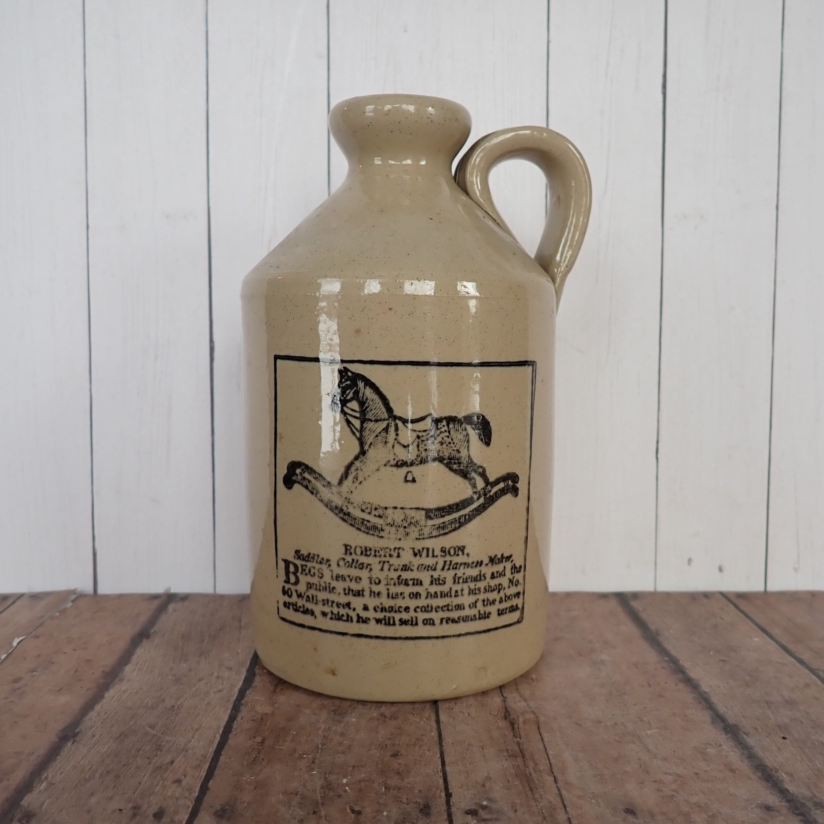 Vintage Stoneware Advertising Jug Bottle Cream and Black Lettering ...