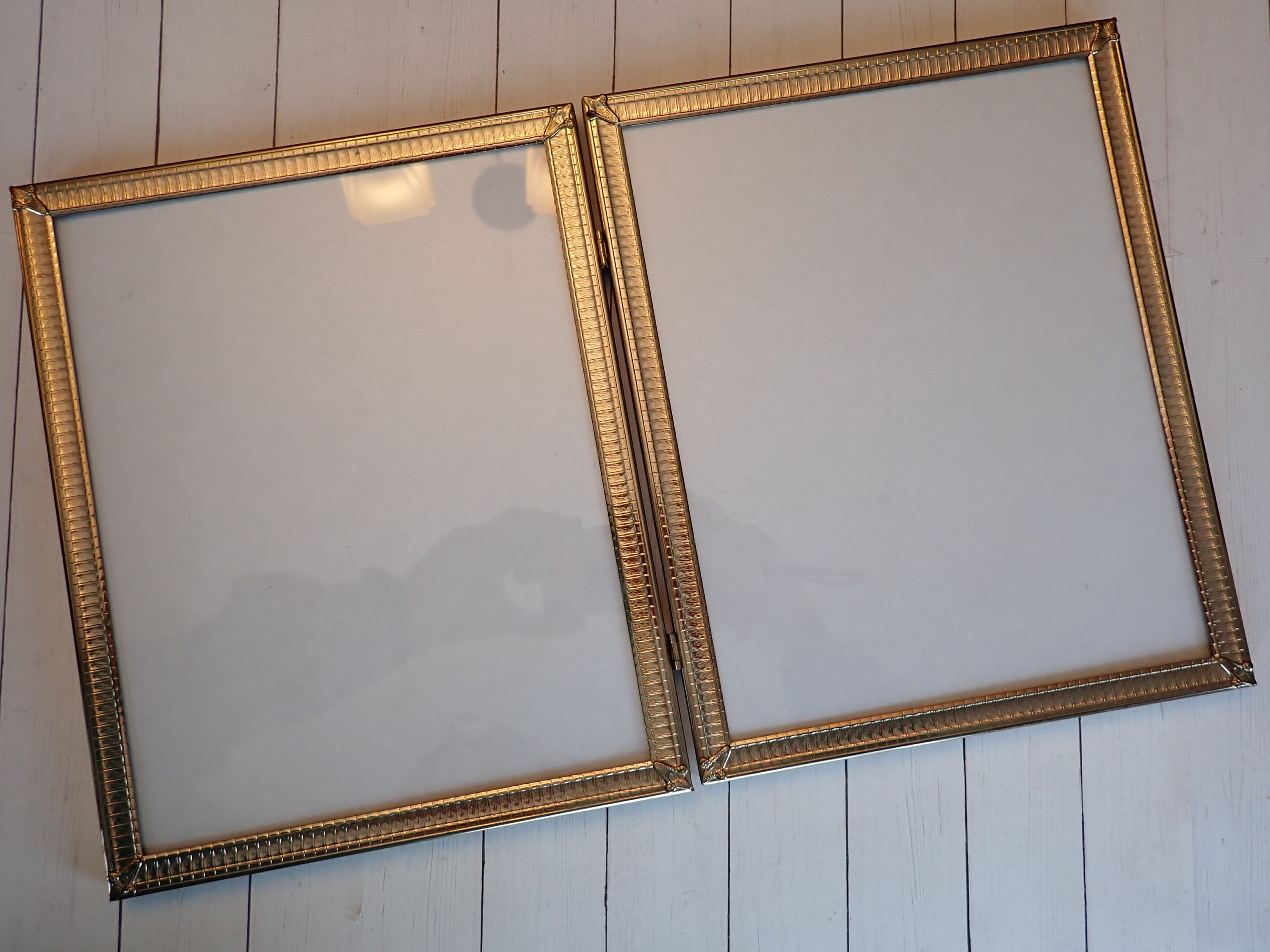 Vintage Brass Gold Colored Metal Double Hinged Two Part Photo Picture ...