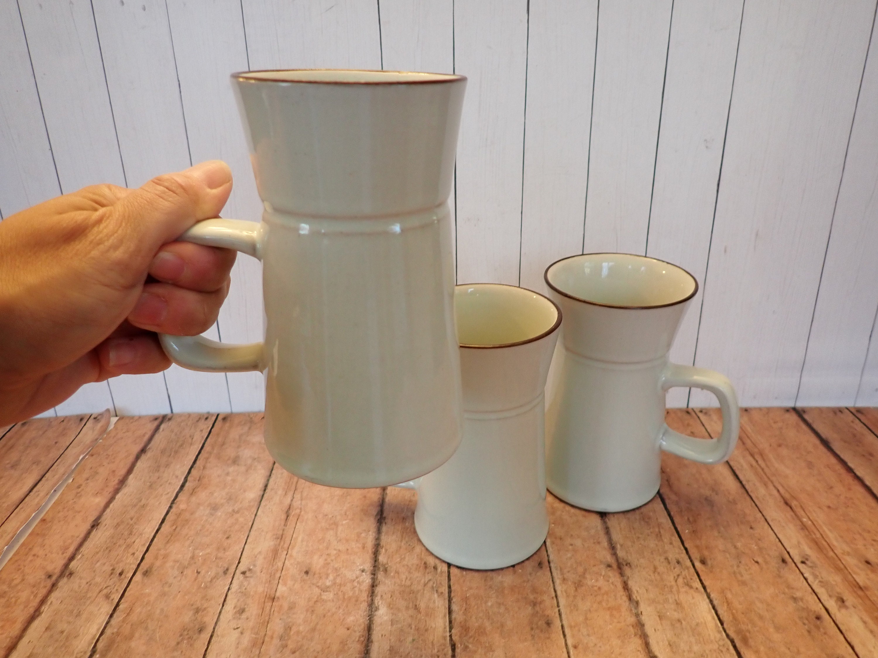 Vintage Denby SUMMIT Celadon Stoneware Grandmug Set of 3 Mugs Off White ...