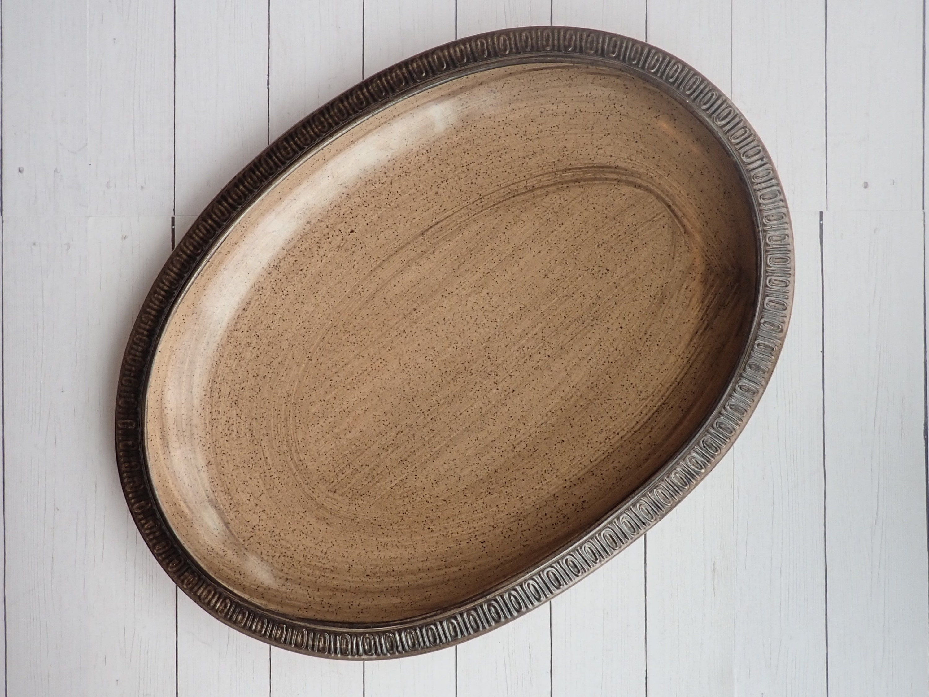 Vintage Red Wing HEARTHSTONE Beige 13 Oval Platter Brown Serving Plate ...