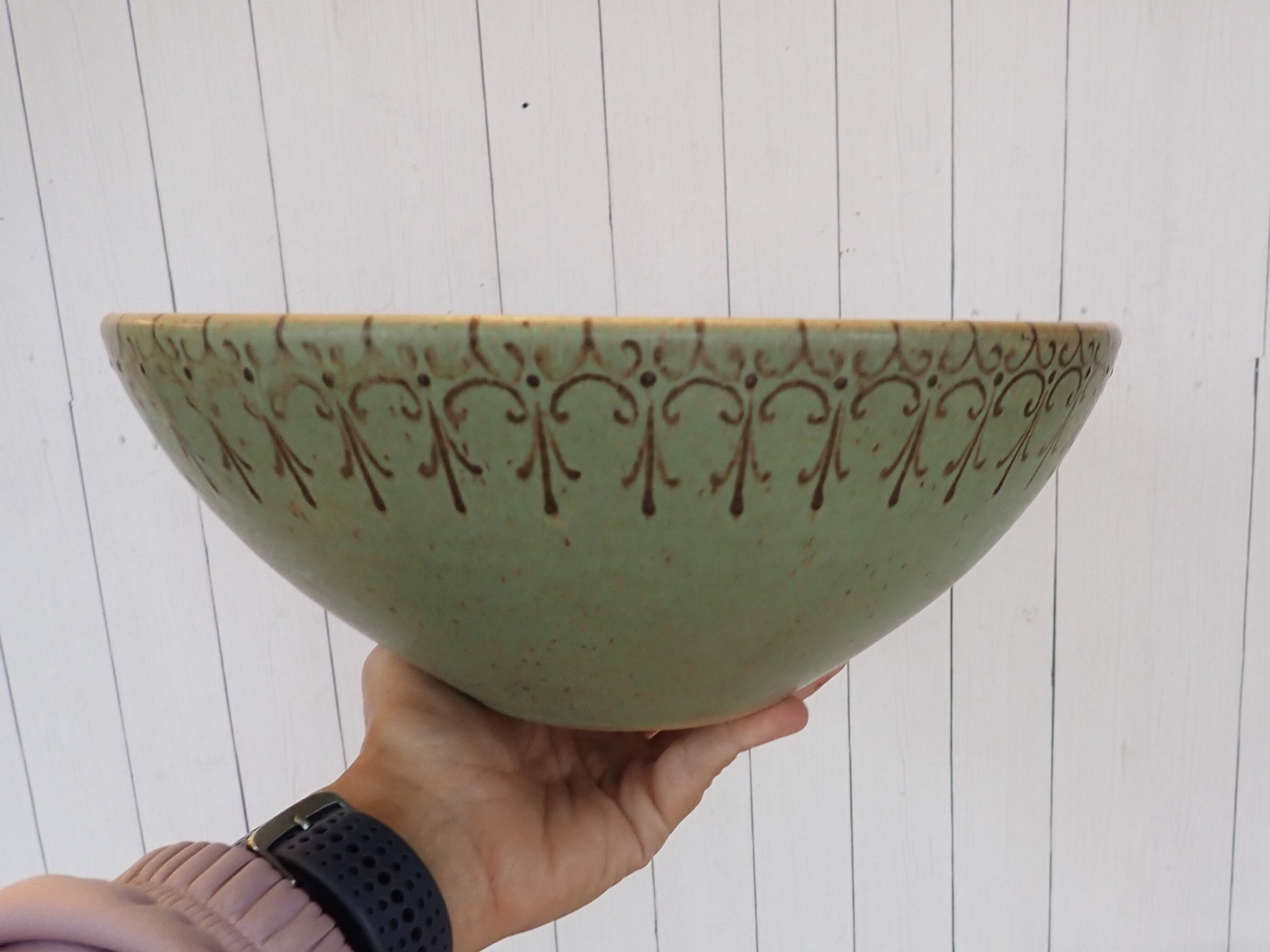 Vintage Sharon Jean Blum Pottery Mission Style Stoneware Serving Bowl ...