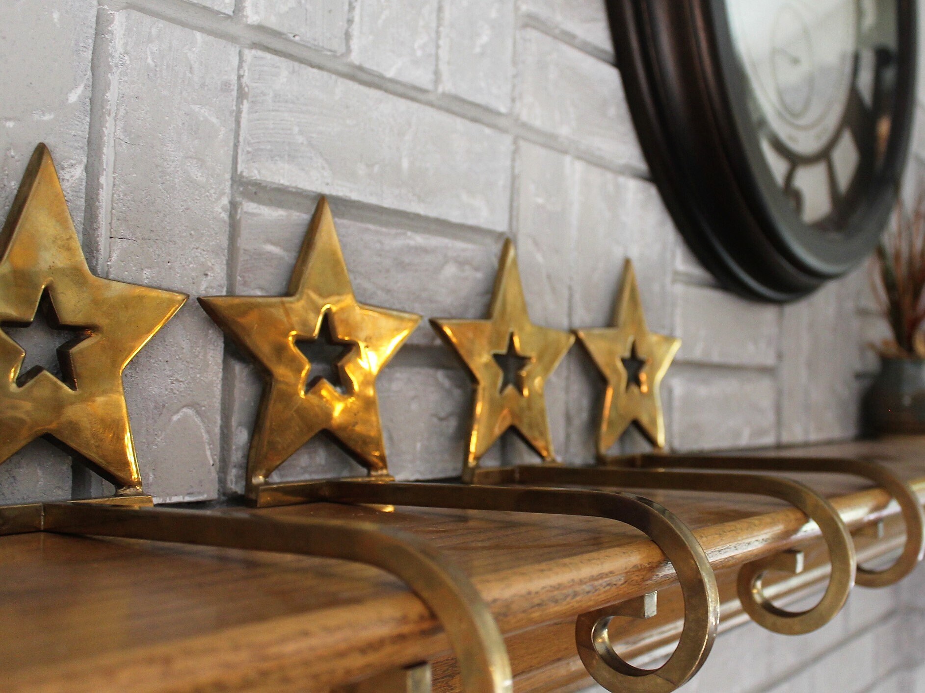 Vintage Brass Star Stocking Hanger Hook Holder Set of 4 Christmas ...