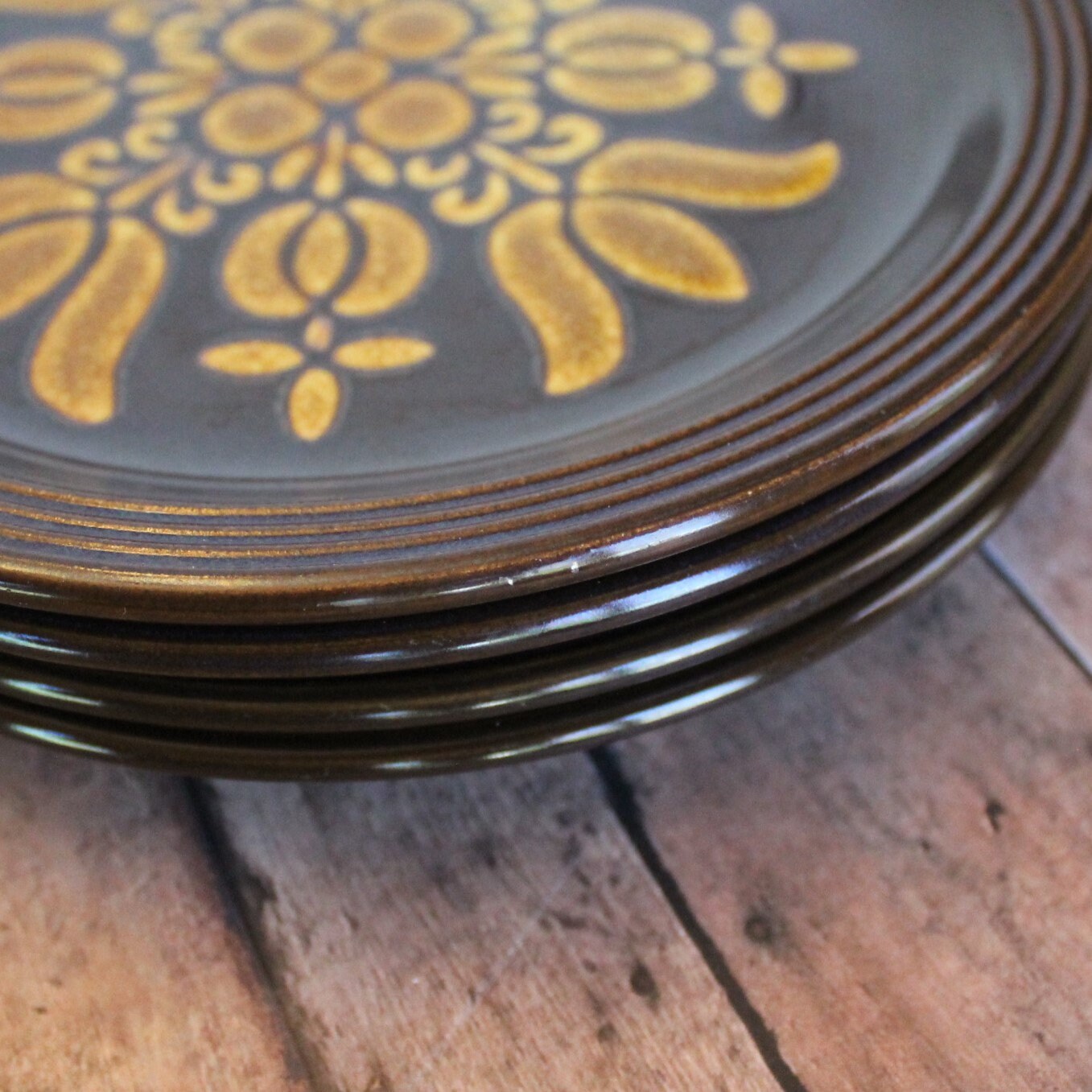 Vintage Style House COSTA BRAVA Wardstone Salad Plate Set of 4 Brown ...