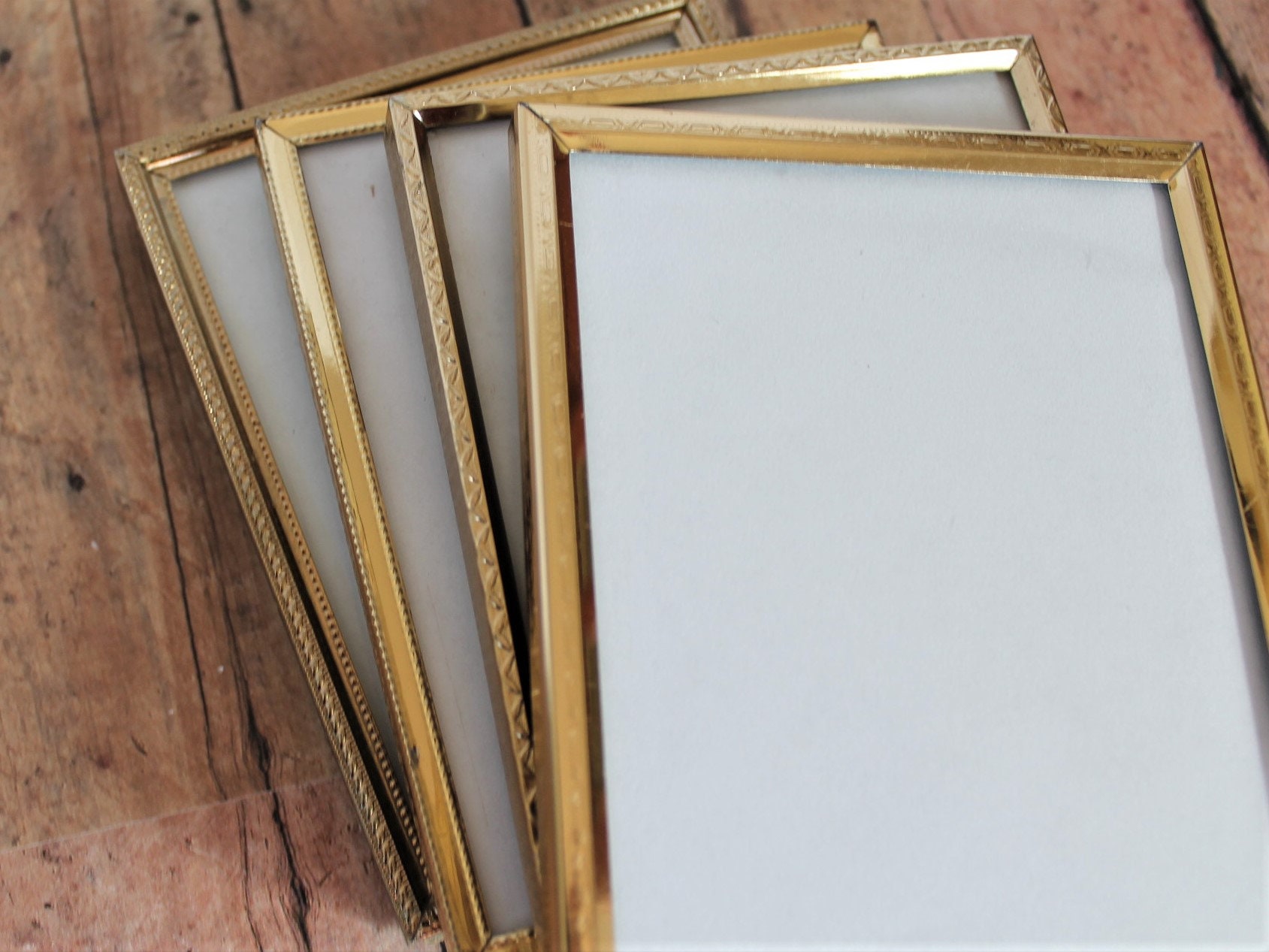 Vintage 4x5 Metal Gold Brass Colored Photo Picture Frame Set of 4 ...