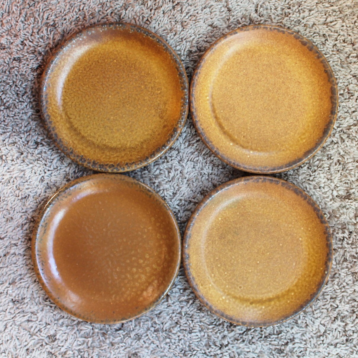 Vintage McCoy CANYON Salad Plate Set of 4 Plates Gold Brown Stoneware ...