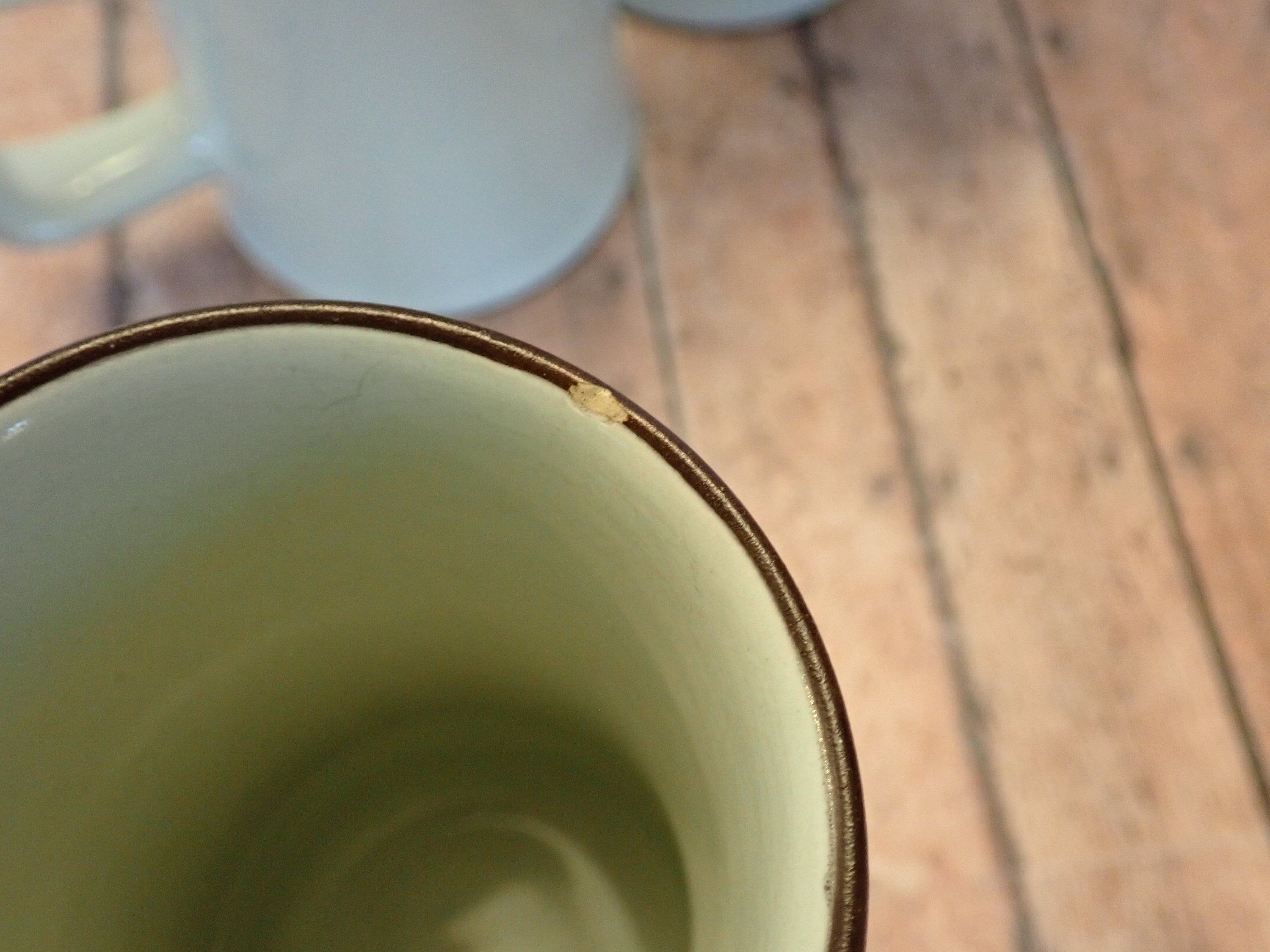 Vintage Denby SUMMIT Celadon Stoneware Grandmug Set of 3 Mugs Off White ...