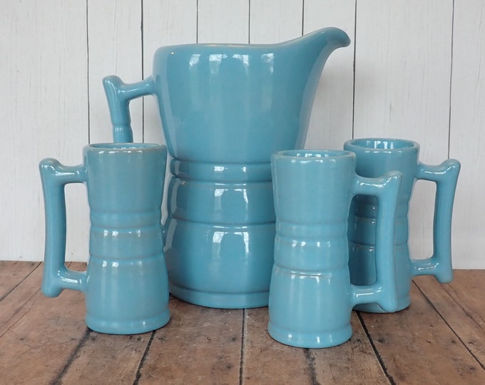 Vintage Frankoma Robins Egg Blue 32 Oz. Pitcher 26D and Handled China ...