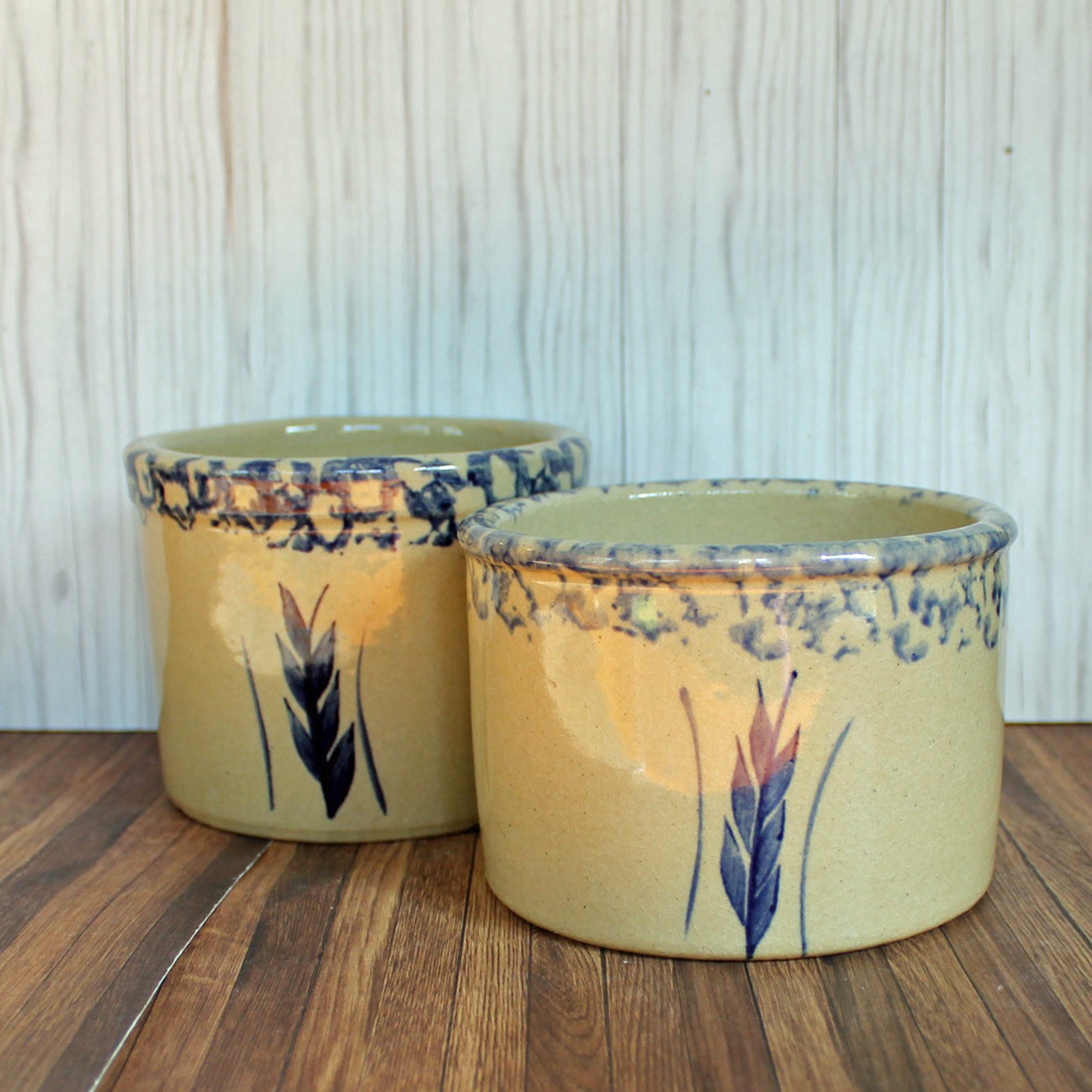 Vintage Robinson Ransbottom Pottery RRPCO Stoneware Crock Set of 2 Low ...