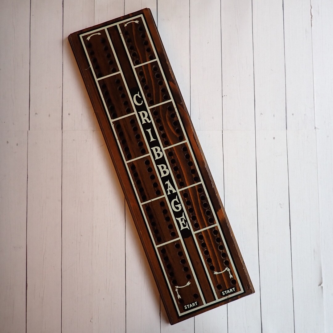 Vintage Wood Cribbage Board Wooden Large Size Game Board Cornwall Wood ...