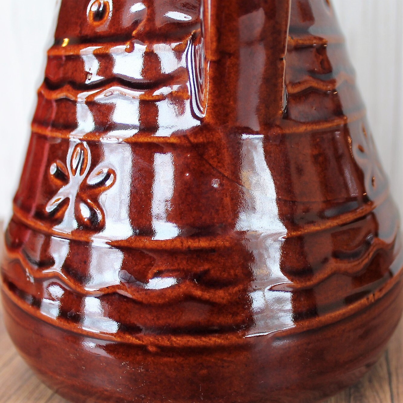 Vintage Marcrest DAISY DOT Carafe Pitcher Brown Stoneware Pottery with ...