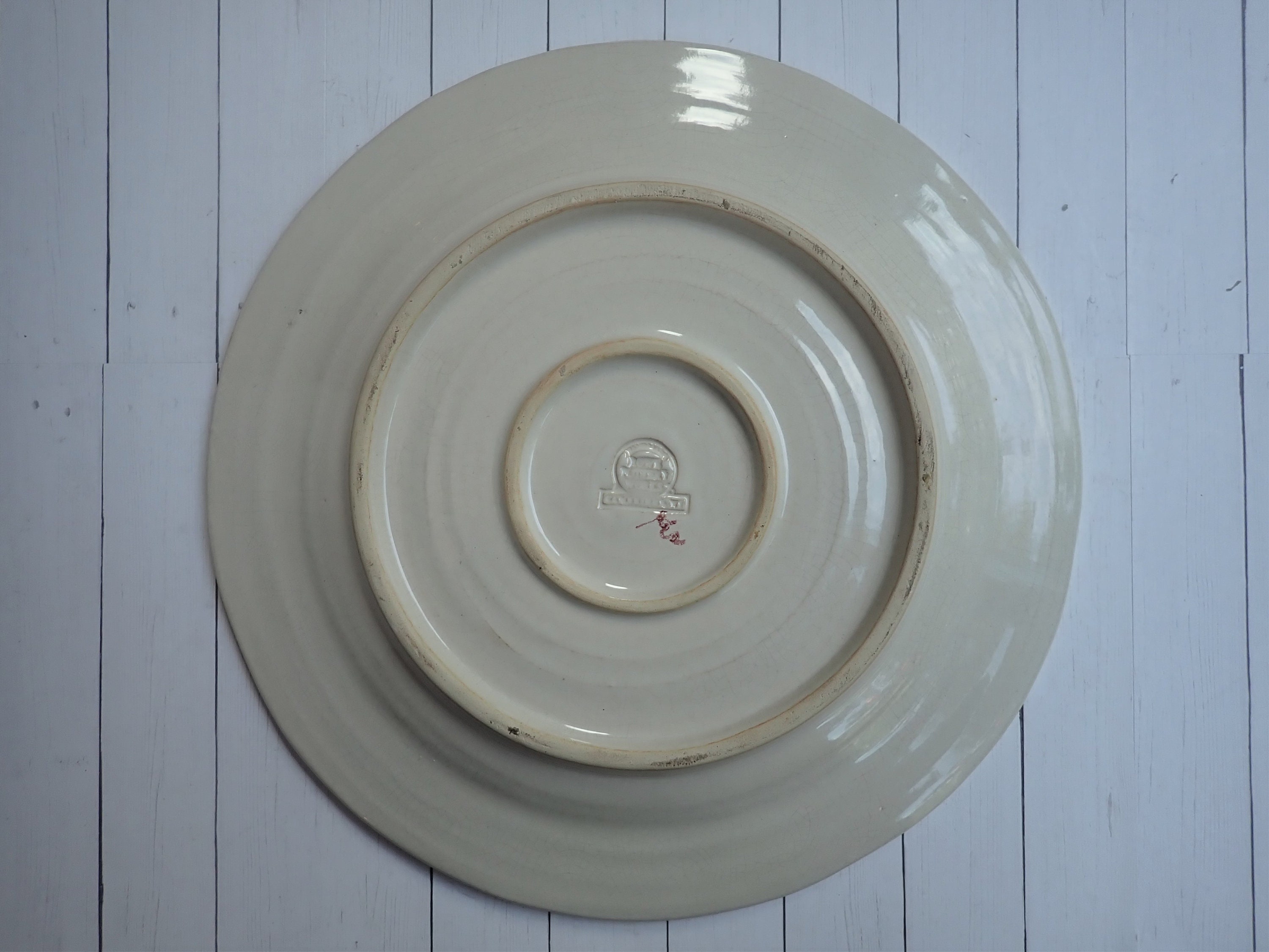 Vintage ROWE POTTERY WORKS Round Platter Serving Plate White with ...
