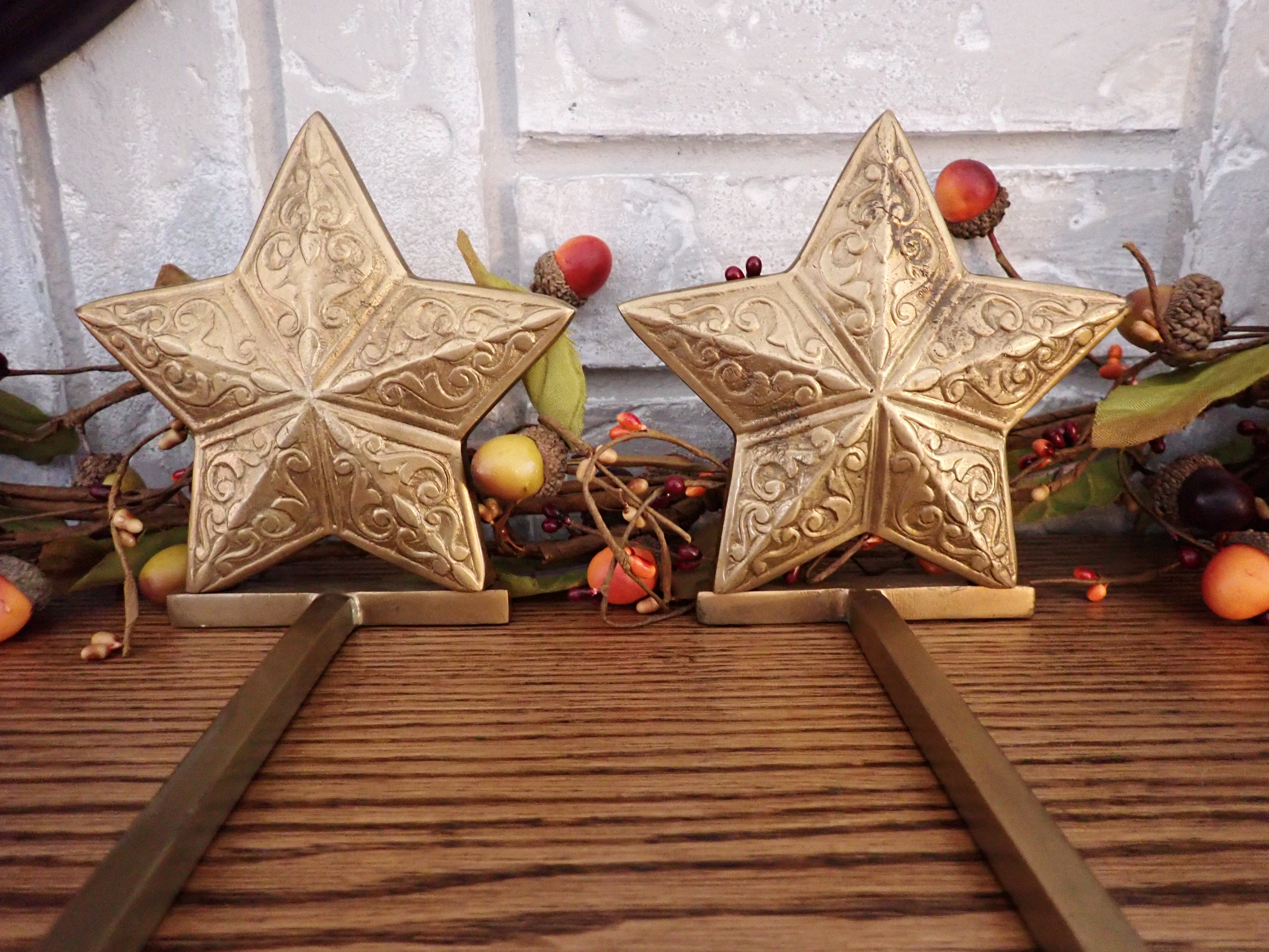 Vintage Brass Star Stocking Hanger Hook Holder Set of 2 Christmas ...