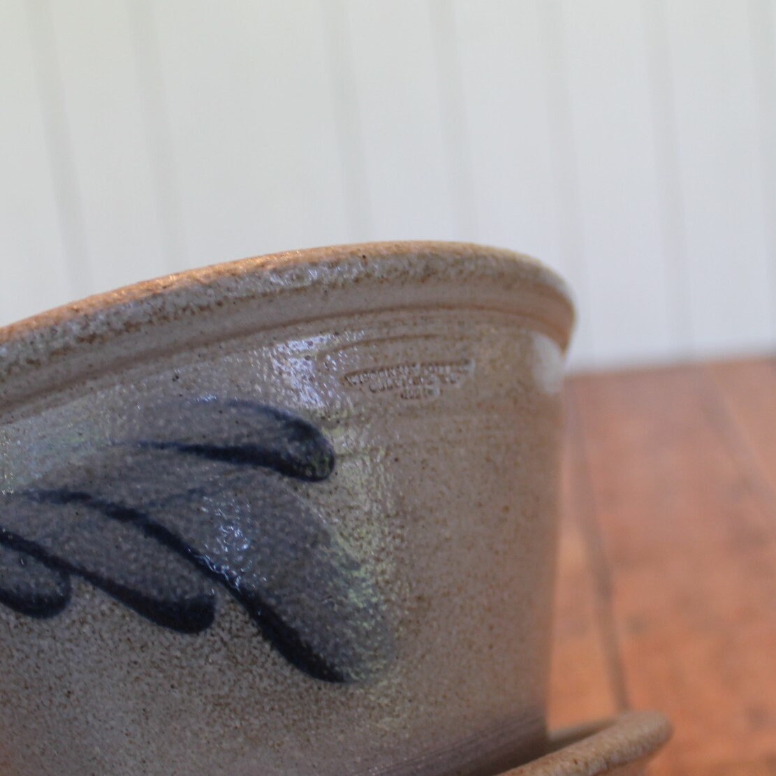 Vintage Wisconsin Pottery Stoneware Planter Gray and Blue Salt Glazed ...
