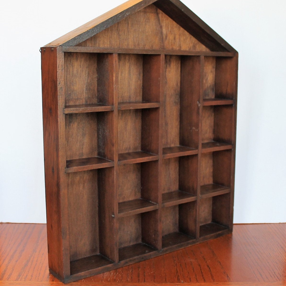 Vintage Wood House Shape Display Shelf for Small Miniatures Trinkets ...